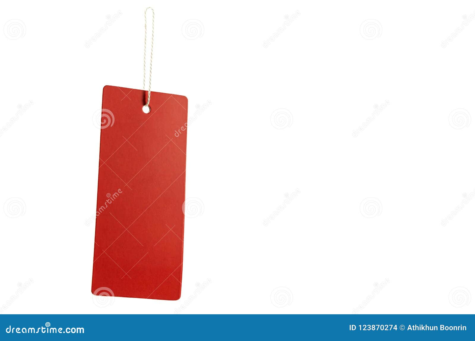 Red Tag with Rope for Hanging. Clipping Path Inside Stock Photo - Image ...