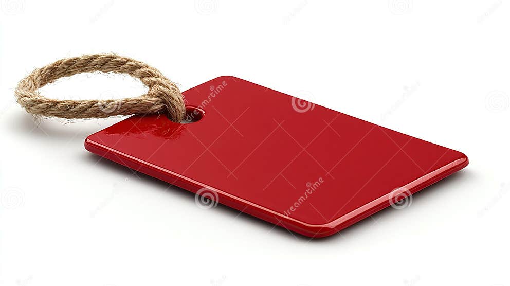 Red Tag, Rope Loop, Blank, White Background, Sale Stock Illustration ...