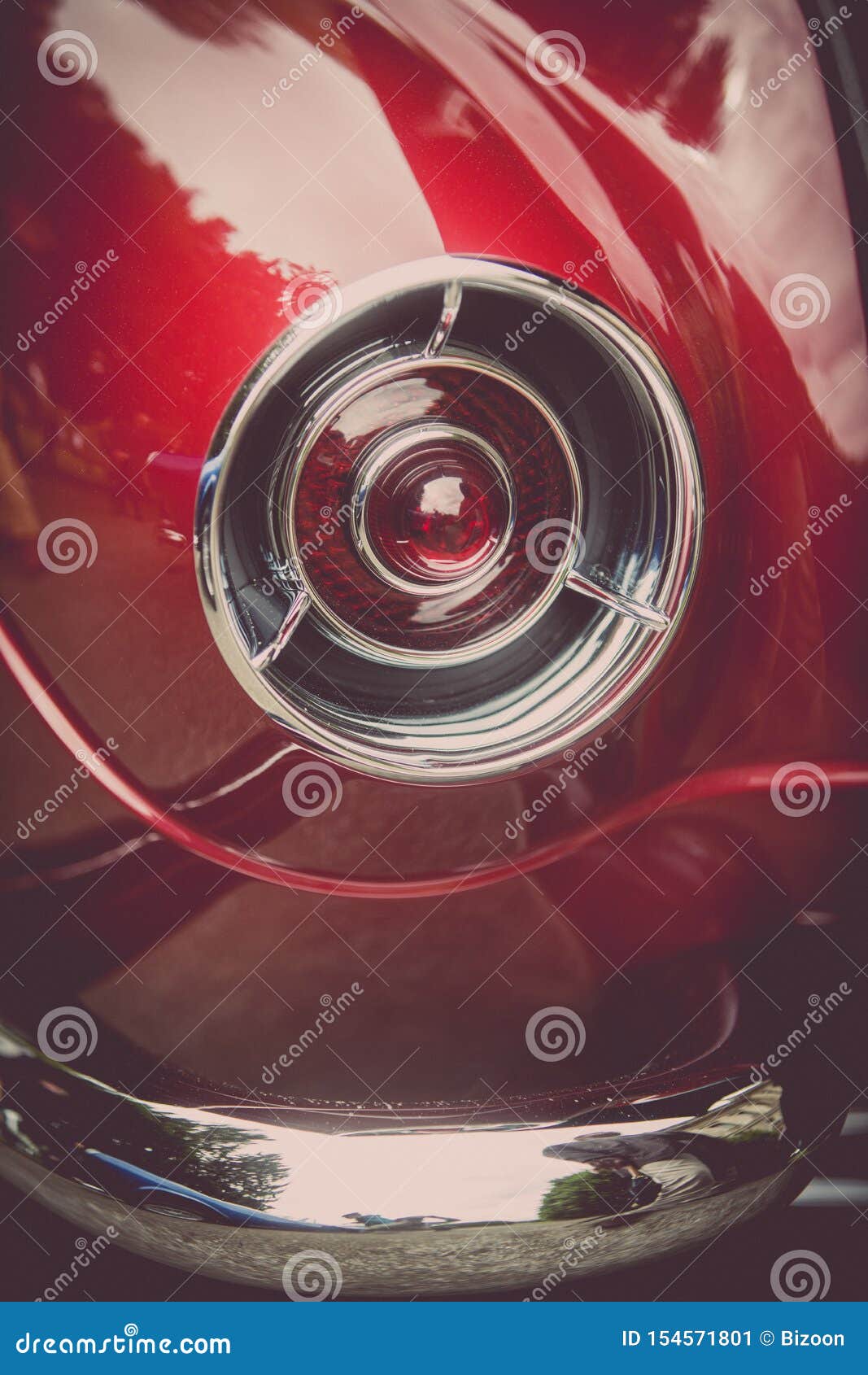 Red Tail Light of a Classical Vintage Car Stock Image - Image of metal ...