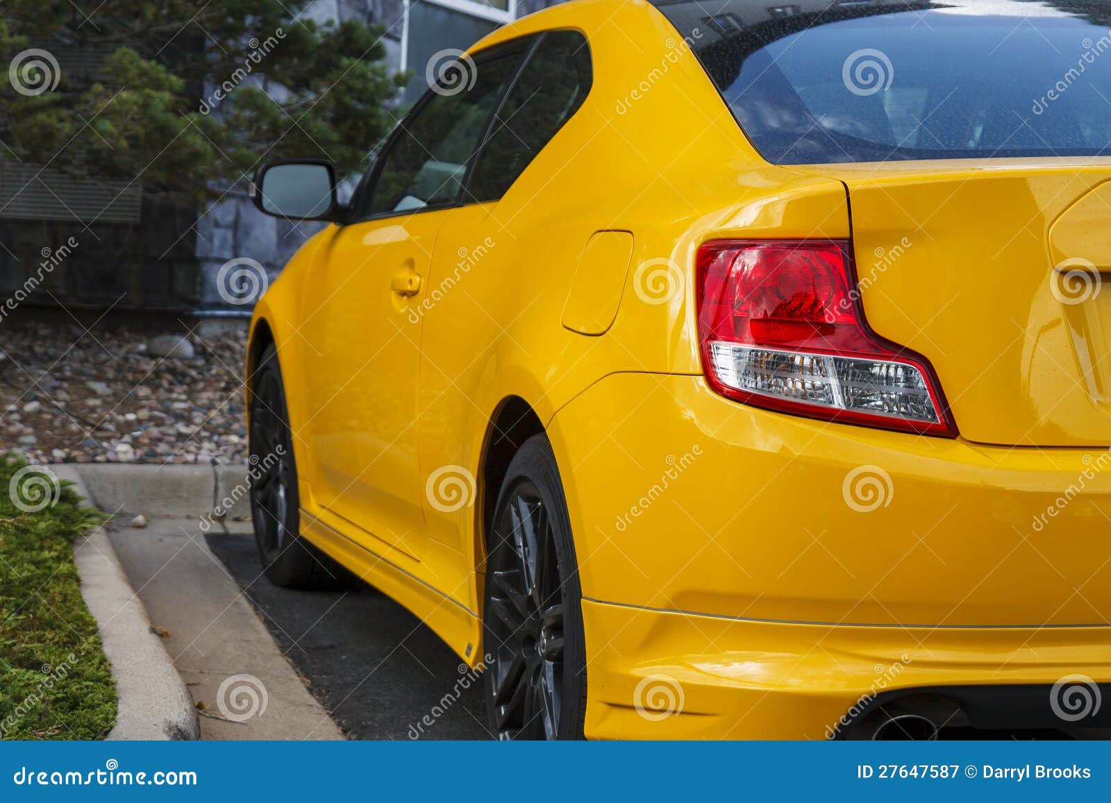 Red Taillight on Bright Yellow Car Stock Image - Image of style, metal ...