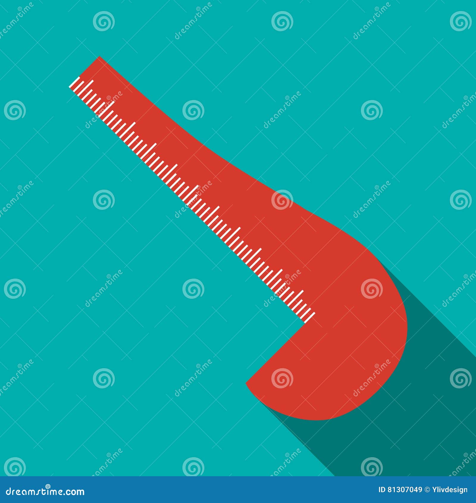 Red Tailors Ruler Icon, Flat Style Stock Vector - Illustration of ...