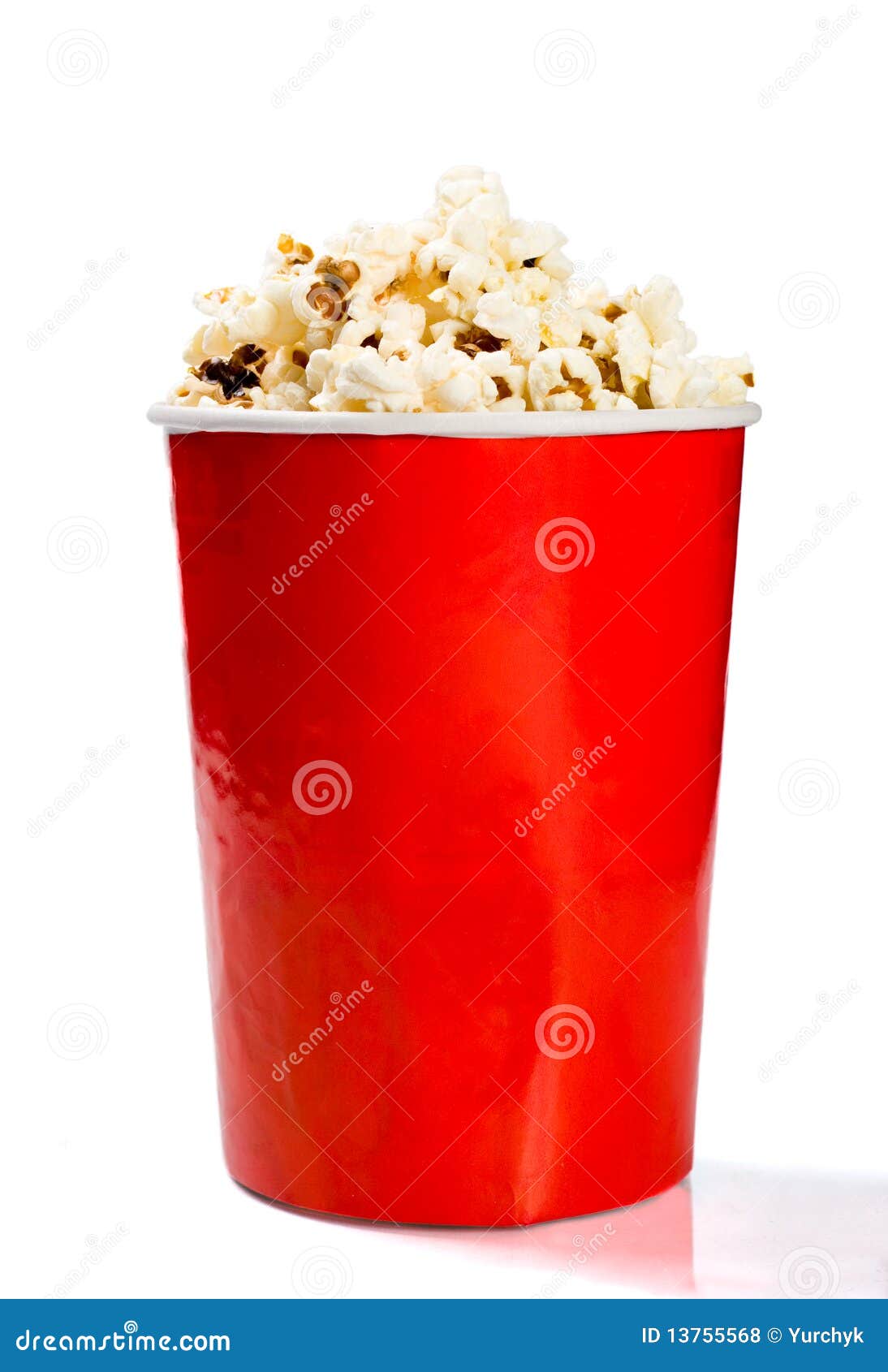 Red tall bowl with popcorn stock photo. Image of snack - 13755568