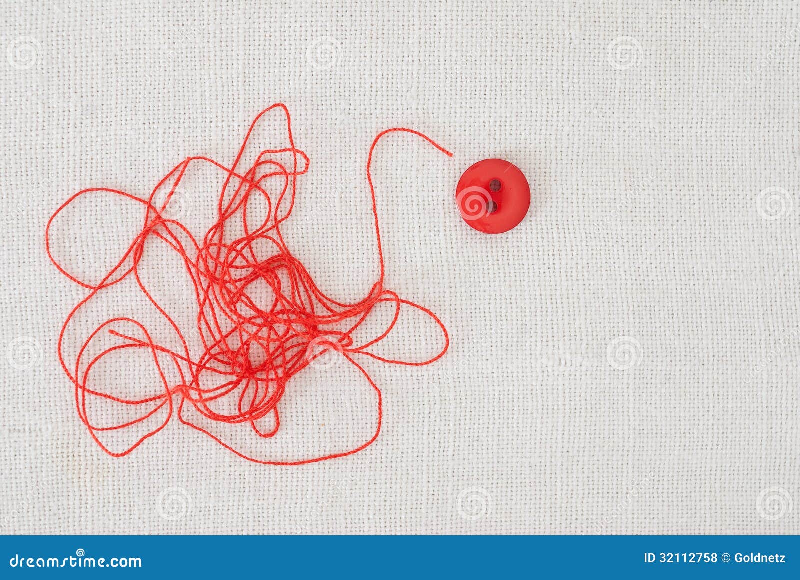 Red Tangled Thread and Button Stock Photo - Image of hobby, detail ...