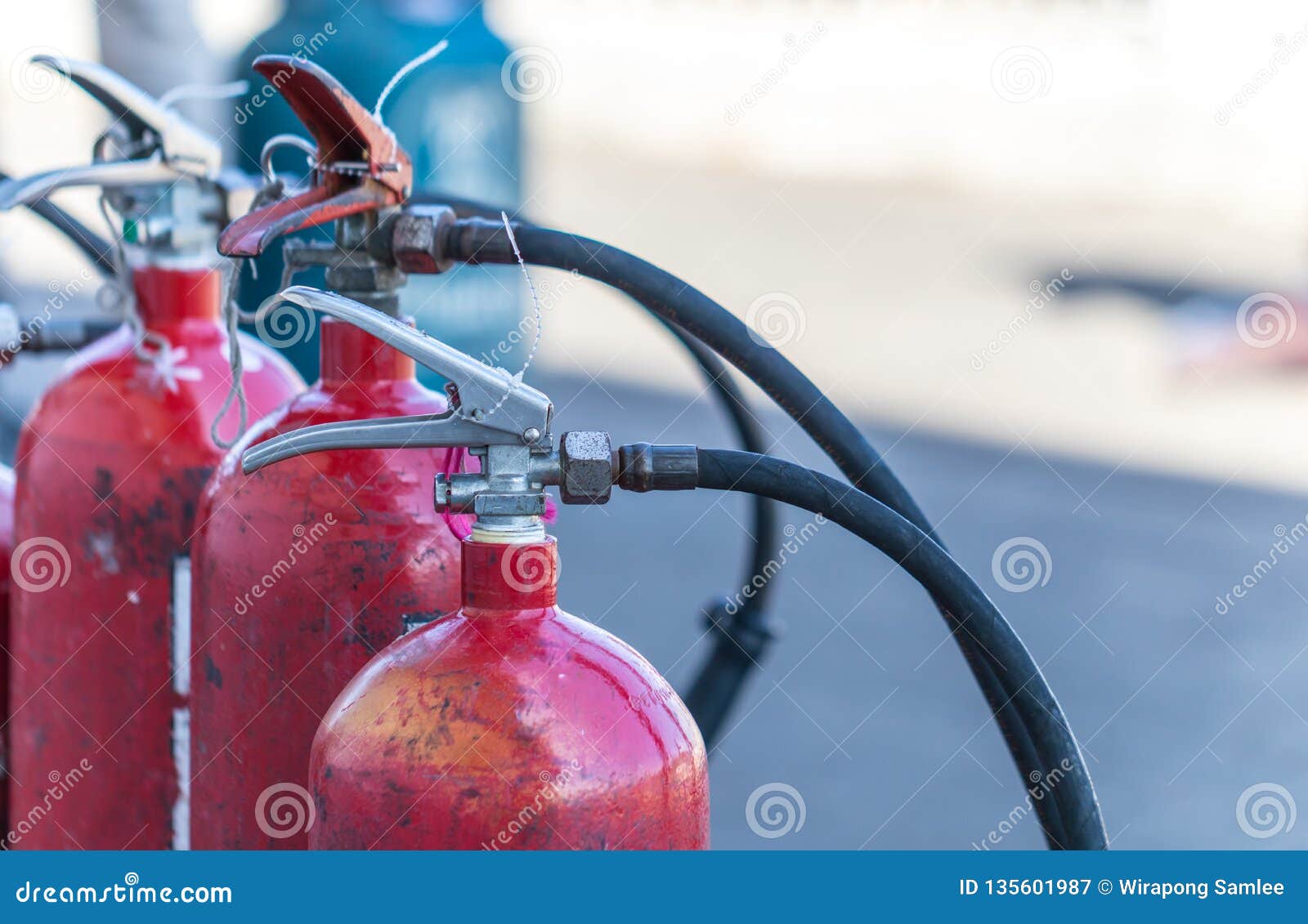 Red Tank Of Fire Extinguisher Overview Of A Powerful Industrial Fire ...
