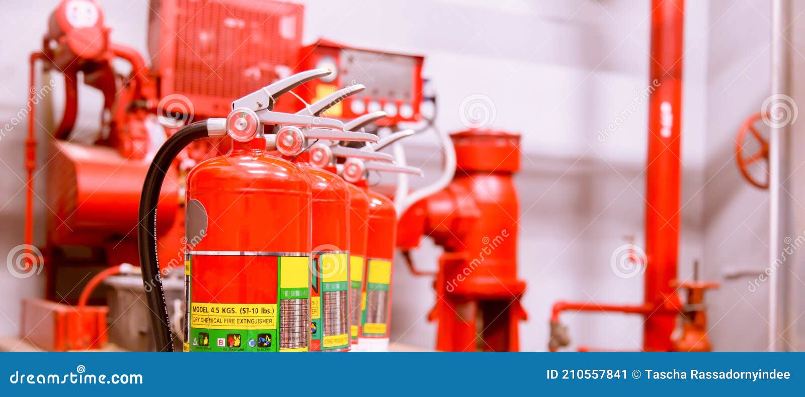 Red Tank of Fire Extinguisher Overview of a Powerful Industrial Fire ...