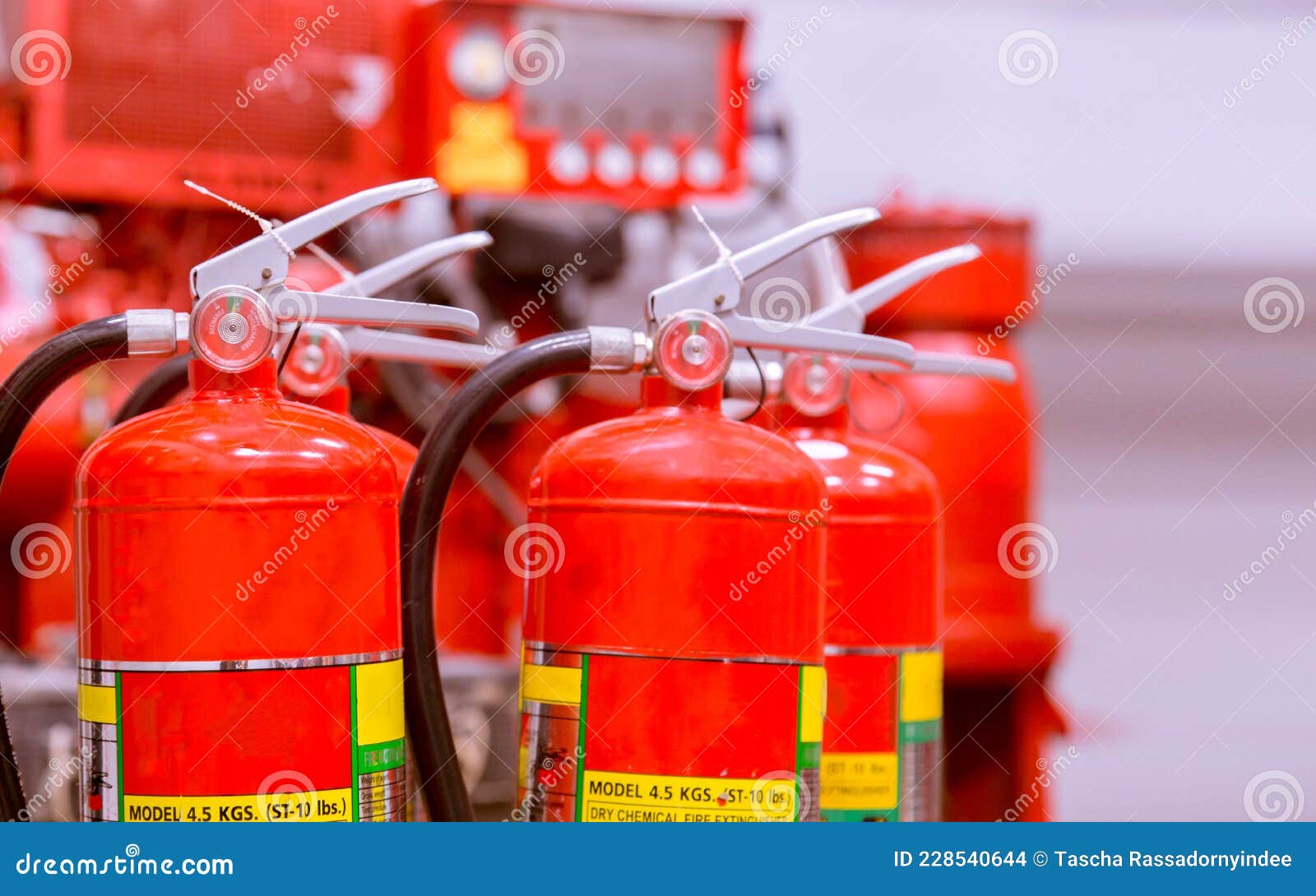 Red Tank of Fire Extinguisher Overview of a Powerful Industrial Fire ...
