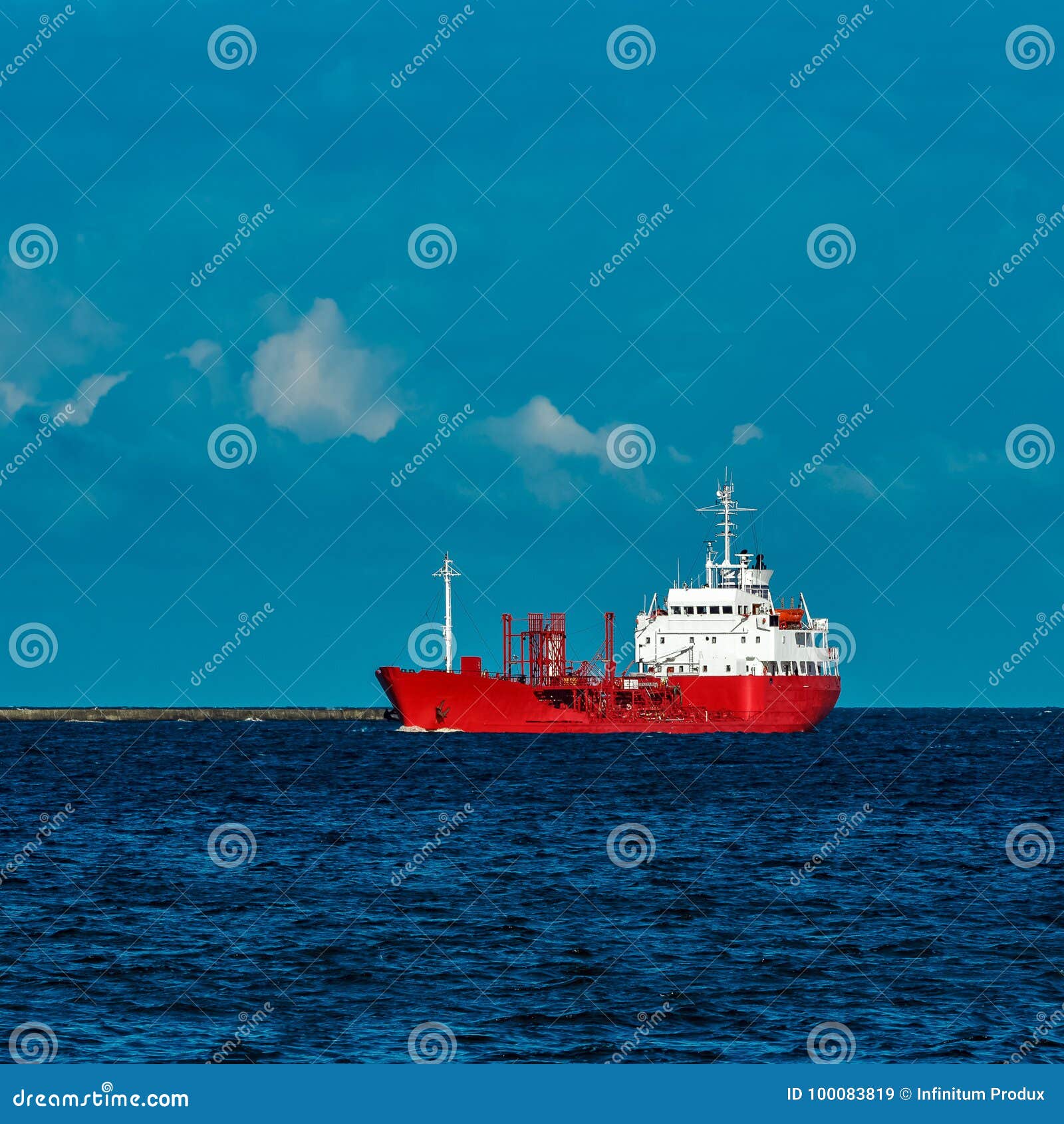 Red tanker ship stock image. Image of pipeline, storage - 100083819