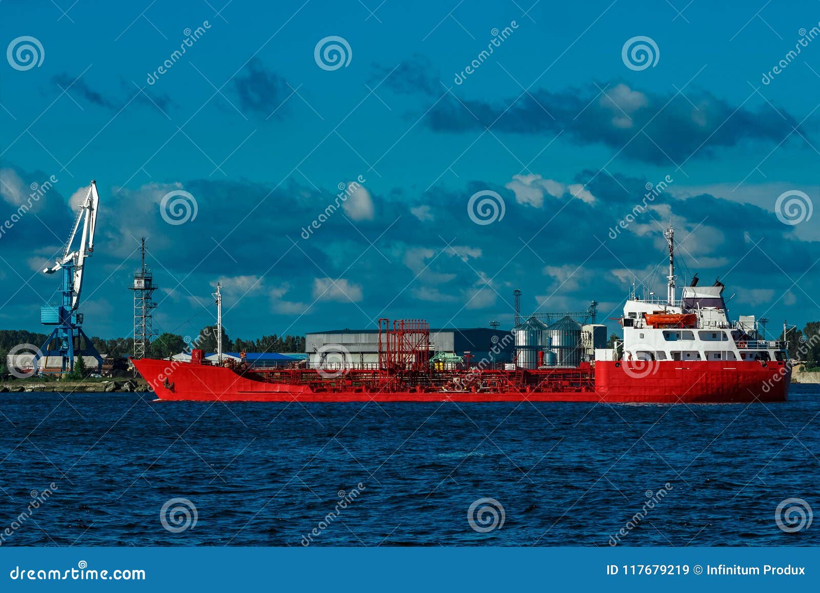 Red tanker ship stock image. Image of liquid, freight - 117679219