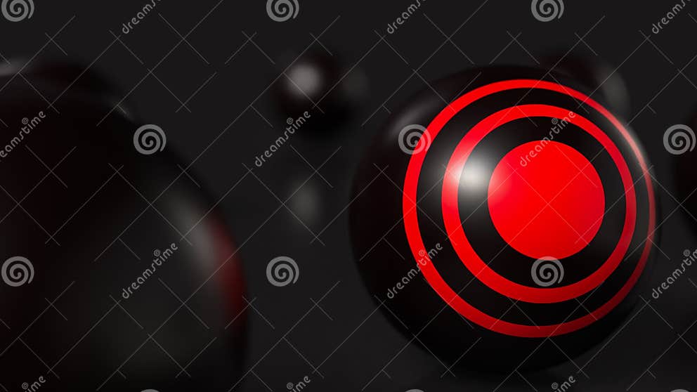 The Red Target on Black Ball for Business Concept 3d Rendering Stock ...