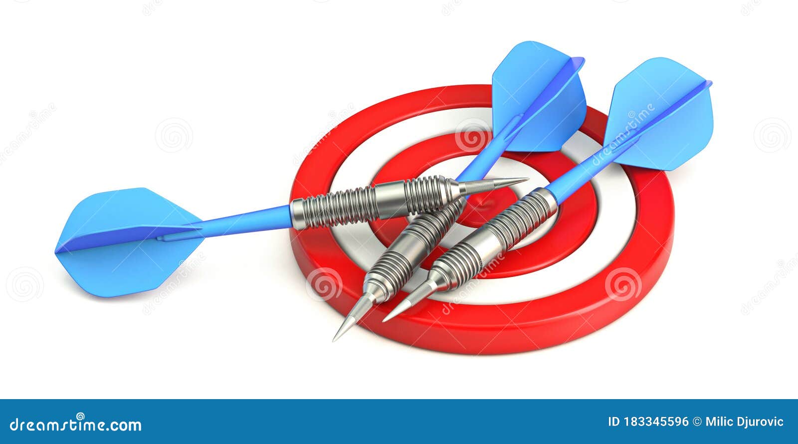 Red Target with Blue Darts 3D Stock Illustration - Illustration of ...