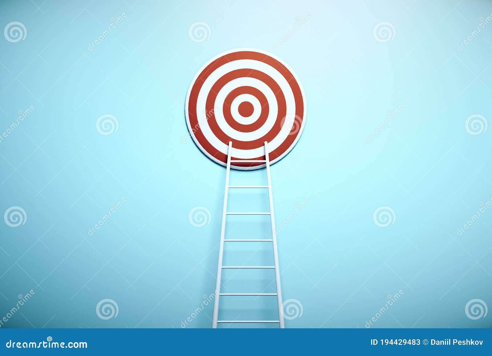 Red Target with Ladder on Blue Wall Stock Illustration - Illustration ...