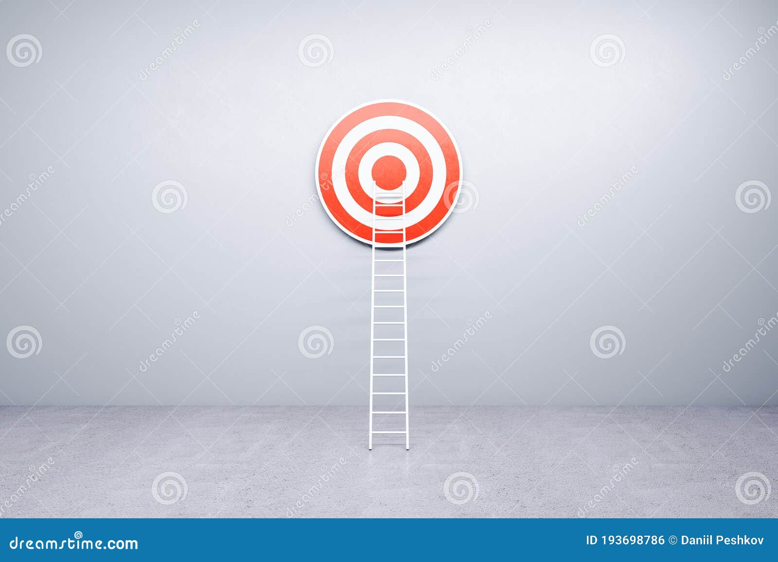 Red Target with Ladder on Wall Stock Illustration - Illustration of ...