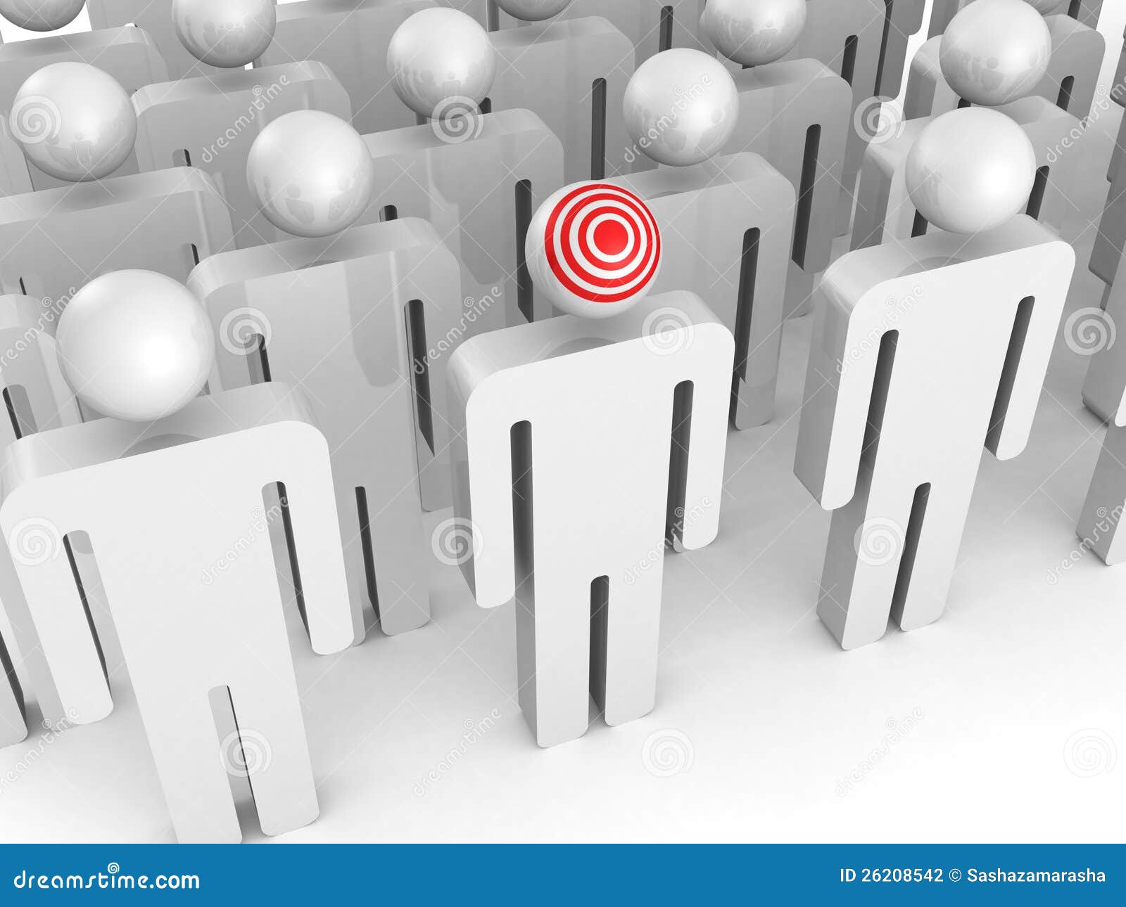 Red Target on One Person of Big People Group Stock Illustration ...