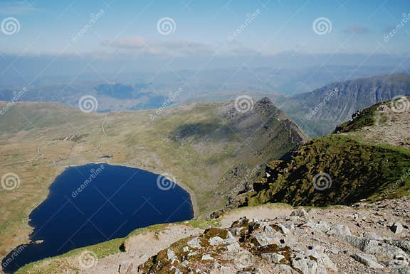 Red tarn stock photo. Image of walkway, hills, edge, face - 11801988