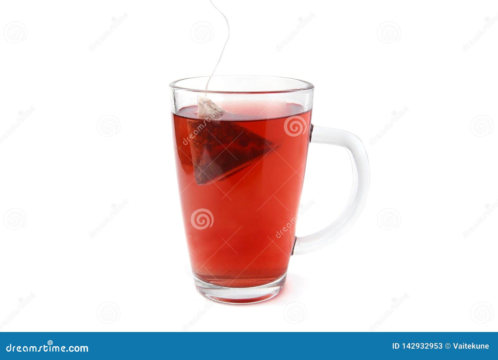 Red Tea Glass Cup with Tea Bag Isolated on White Background. Stock ...