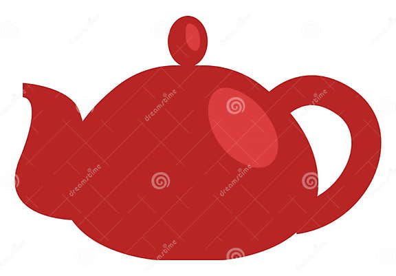 Red tea kettle, icon stock vector. Illustration of symbol - 258930236