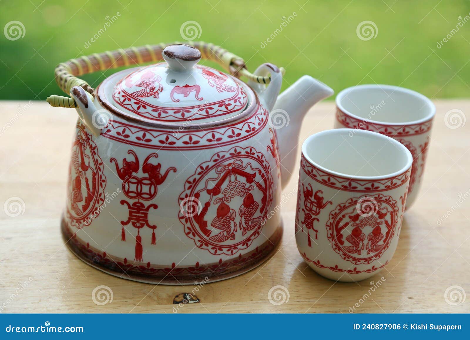 The Red Tea Set. stock photo. Image of teacups, teaset - 240827906
