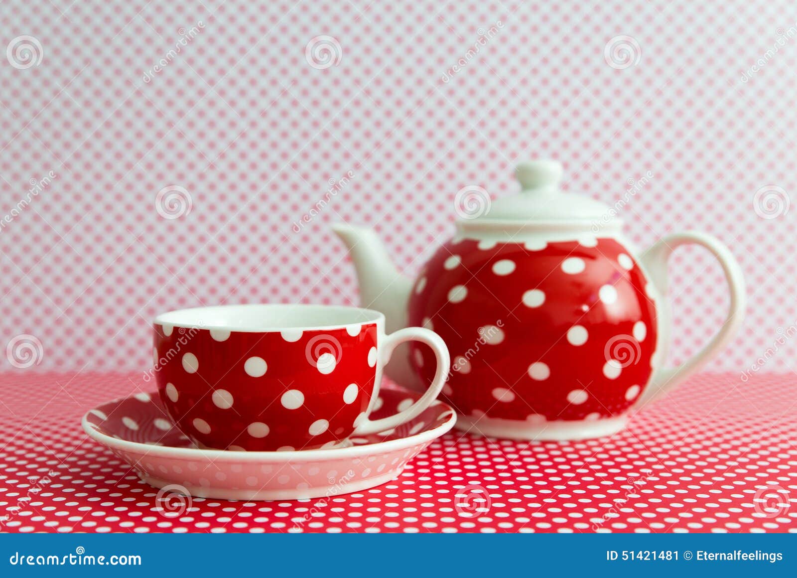 Red tea set stock image. Image of breakfast, summer, table - 51421481