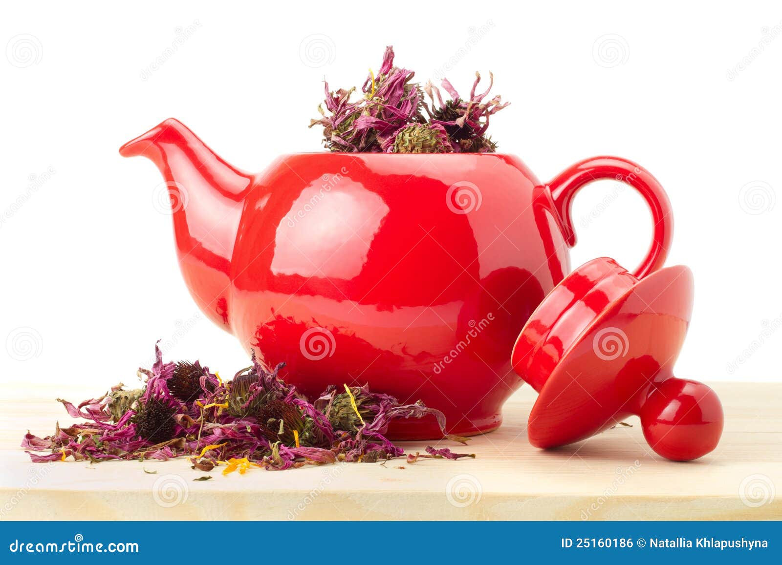 Red Teapot with Healing Herbs Stock Photo - Image of board, alternative ...