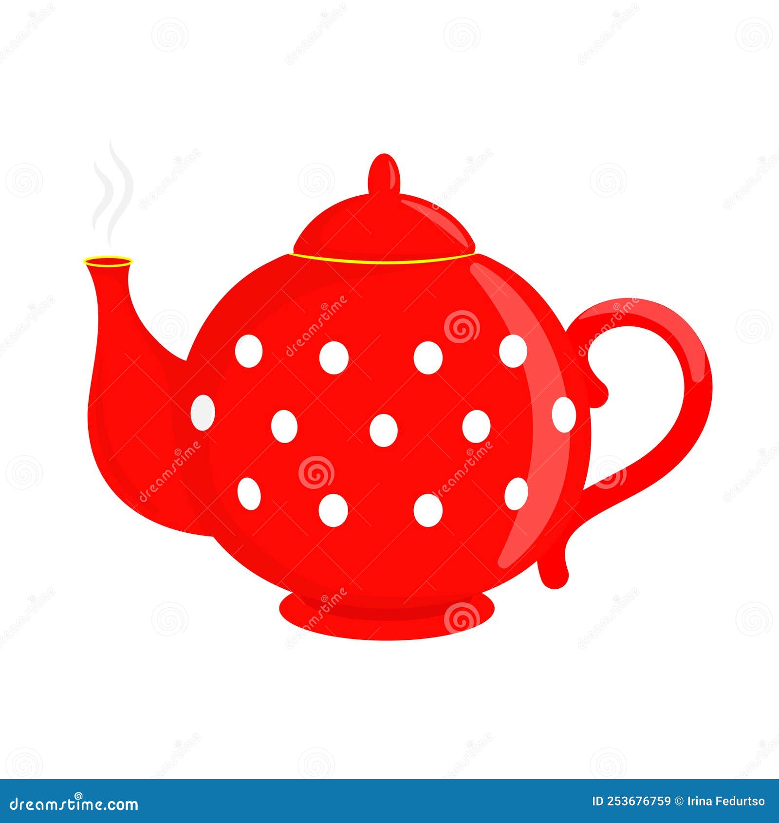 Red Teapot with Hot Tea. Vector Image Stock Vector - Illustration of ...