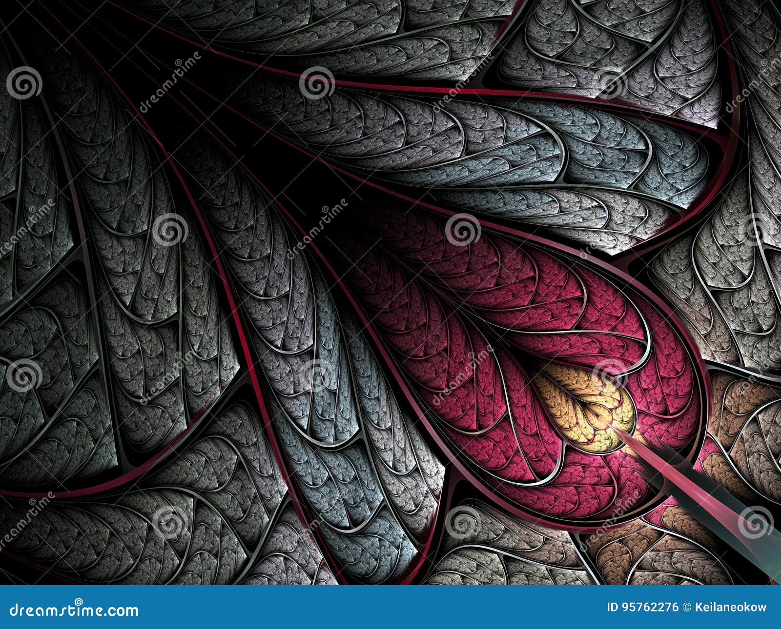 Red Tear Shaped Fractal Leaf Stock Illustration - Illustration of leafy ...