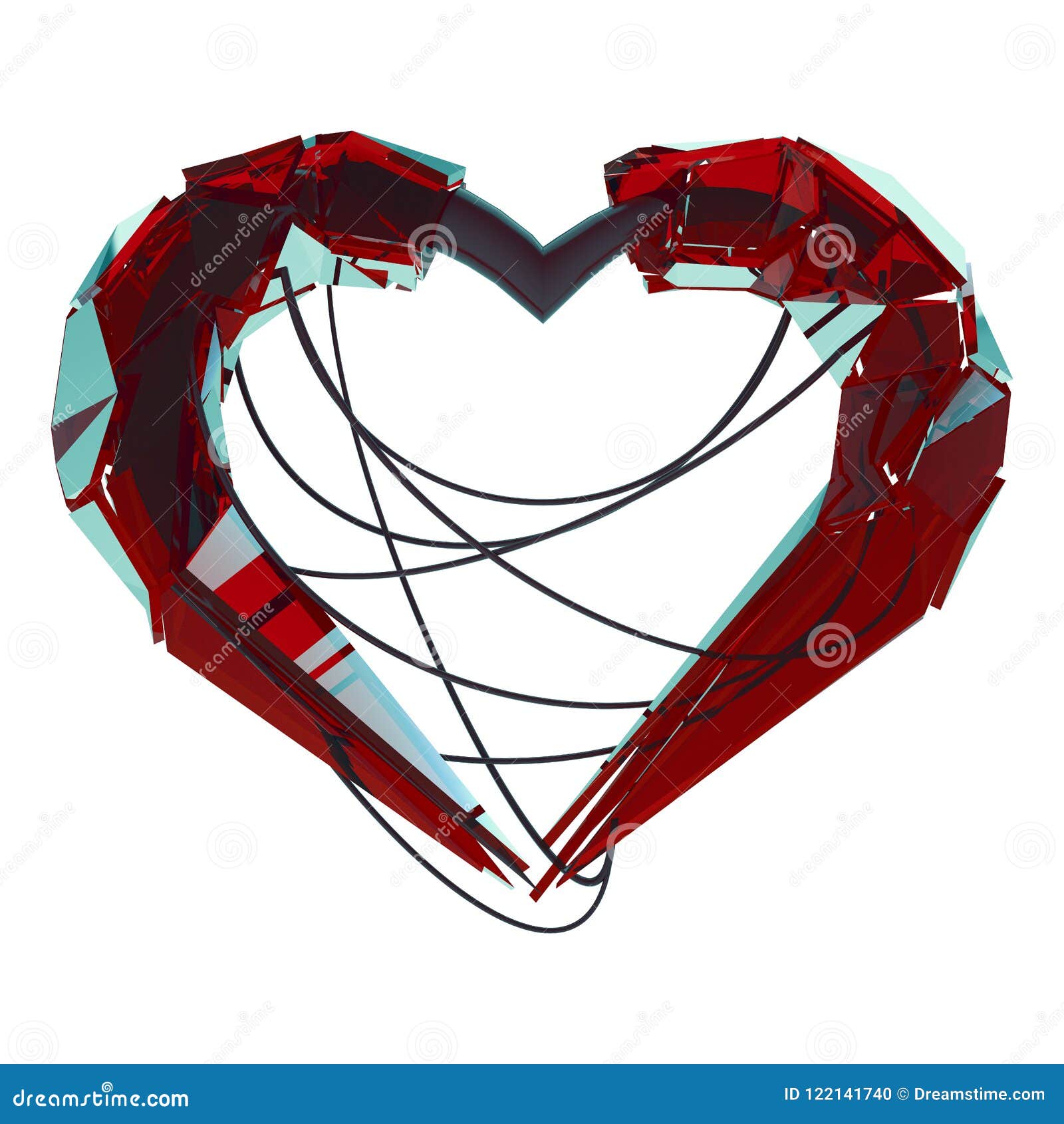 Red Techno Heart of Love High-tech Wires Stock Illustration ...