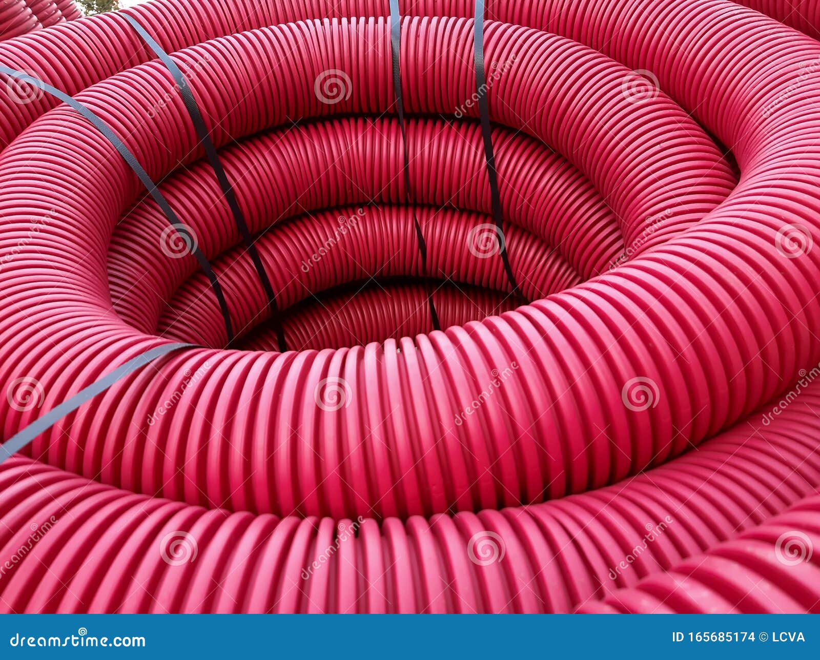Red Telecommunication Corrugated Cable Casing Pipe Editorial Stock ...