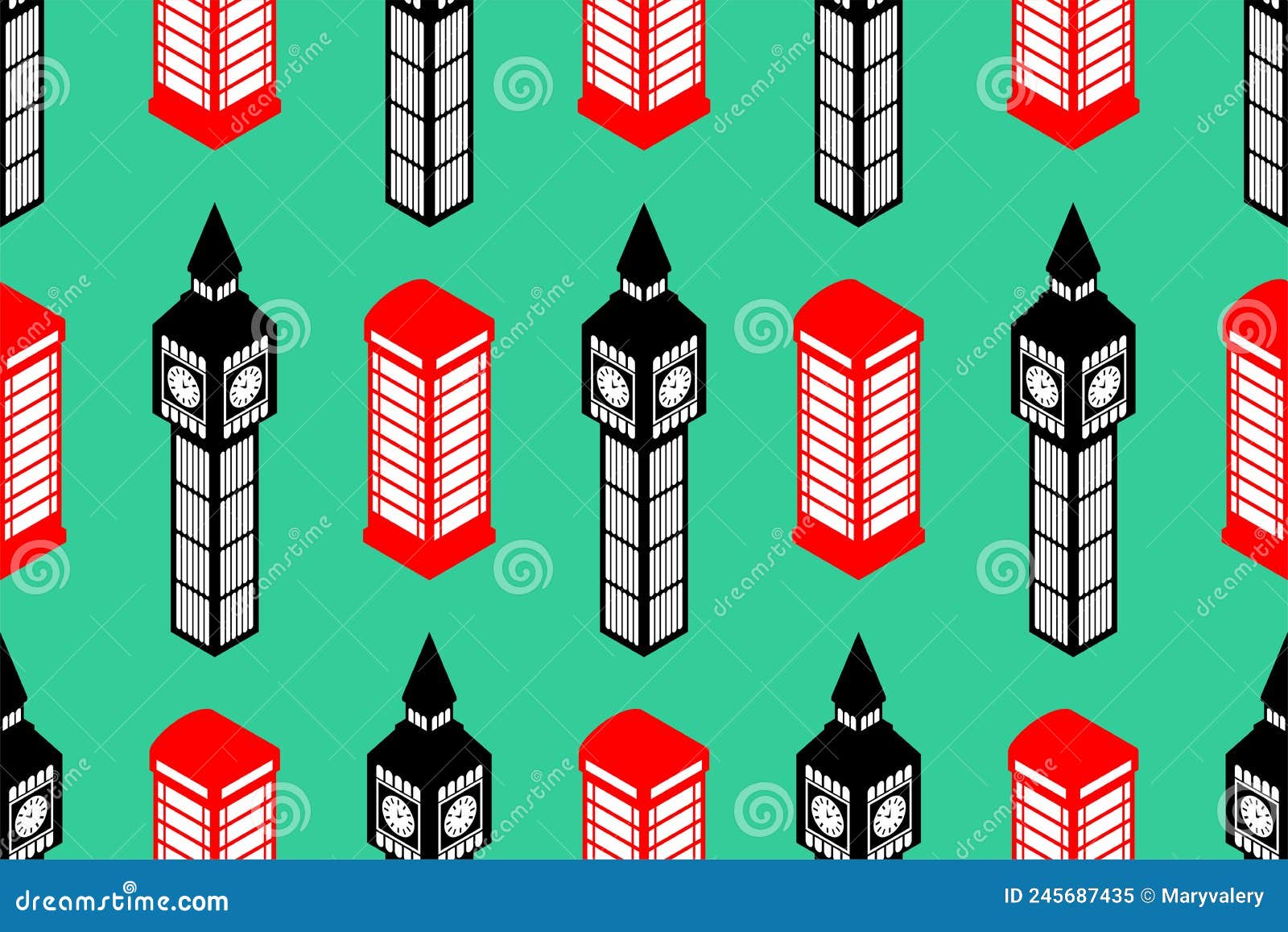 Red Telephone Booth Pattern Seamles. London Landmark Background Stock ...