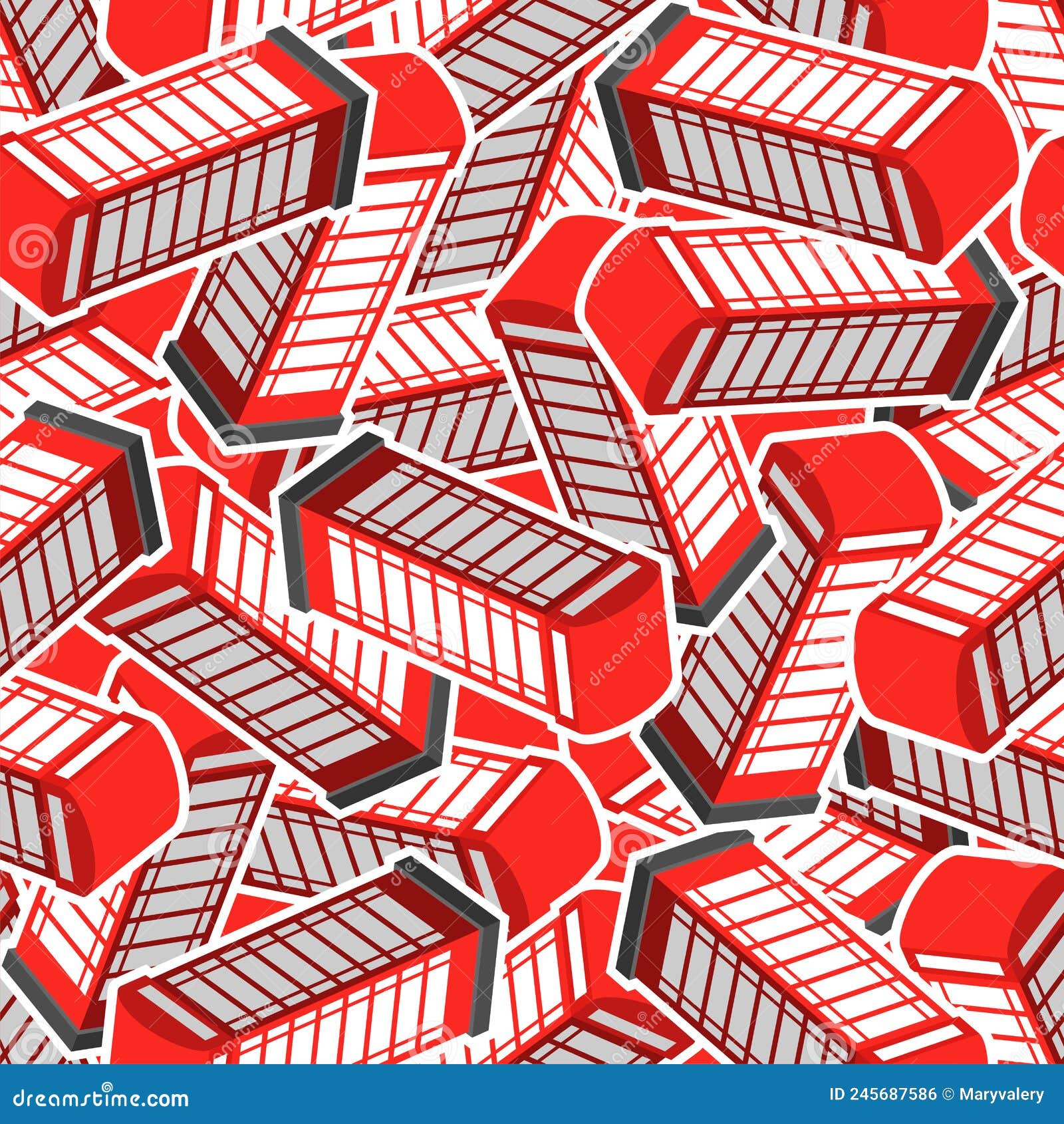 Red Telephone Booth Pattern Seamles. London Landmark Background. Vector ...