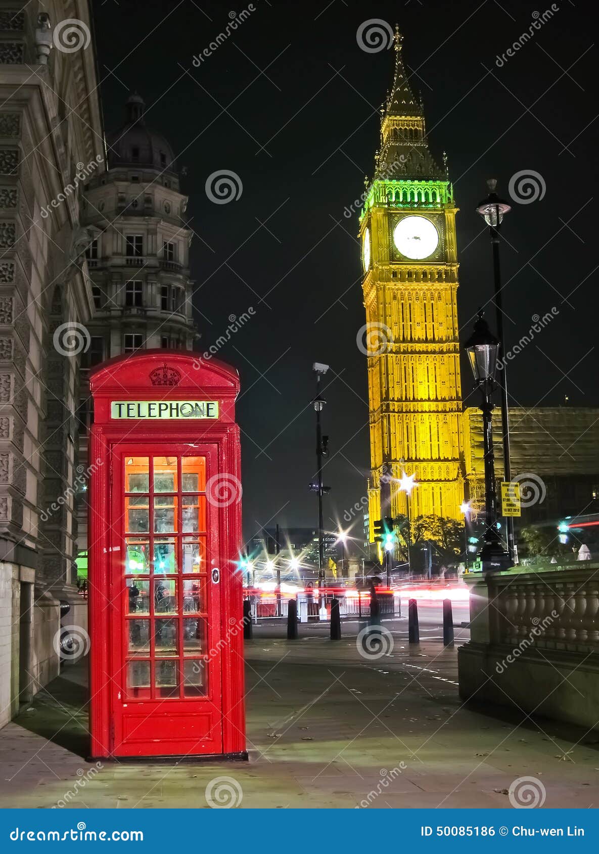 Red Telephone Box and Big Ben at Night Editorial Photo - Image of cabin ...