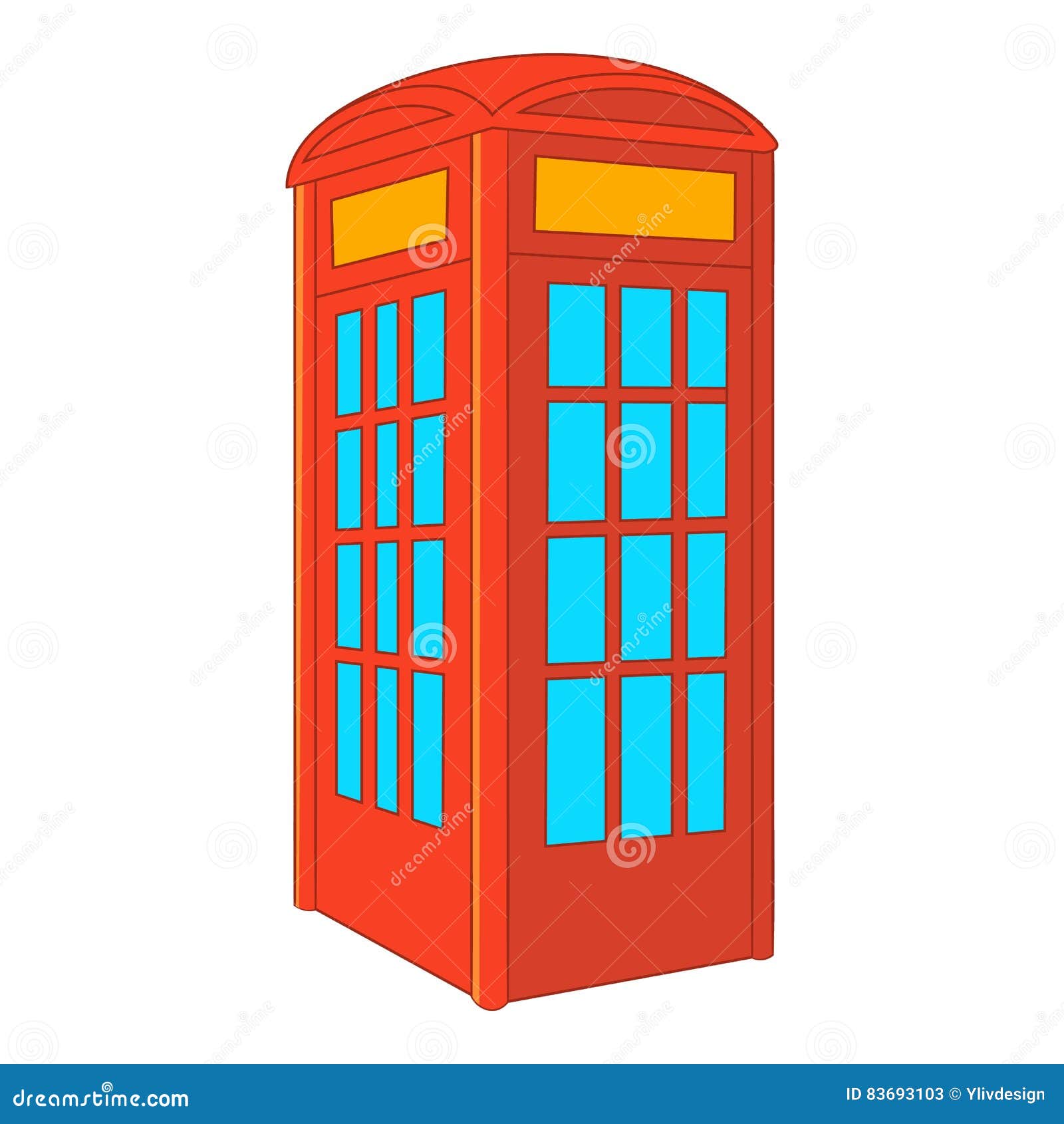Red Telephone Box Icon, Cartoon Style Stock Vector - Illustration of ...
