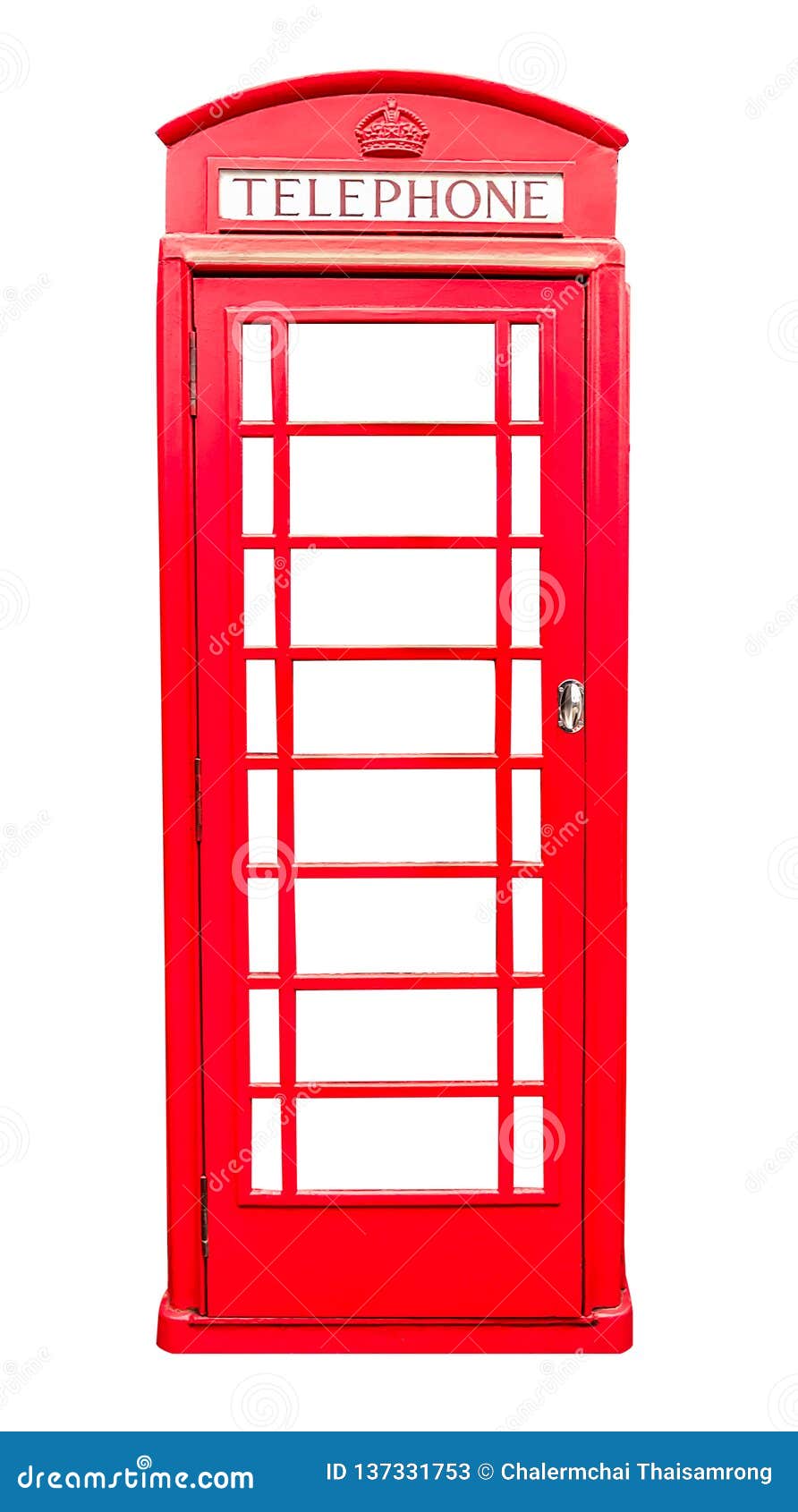 Red Telephone Box Isolated On White Background With Clipping Path Stock ...