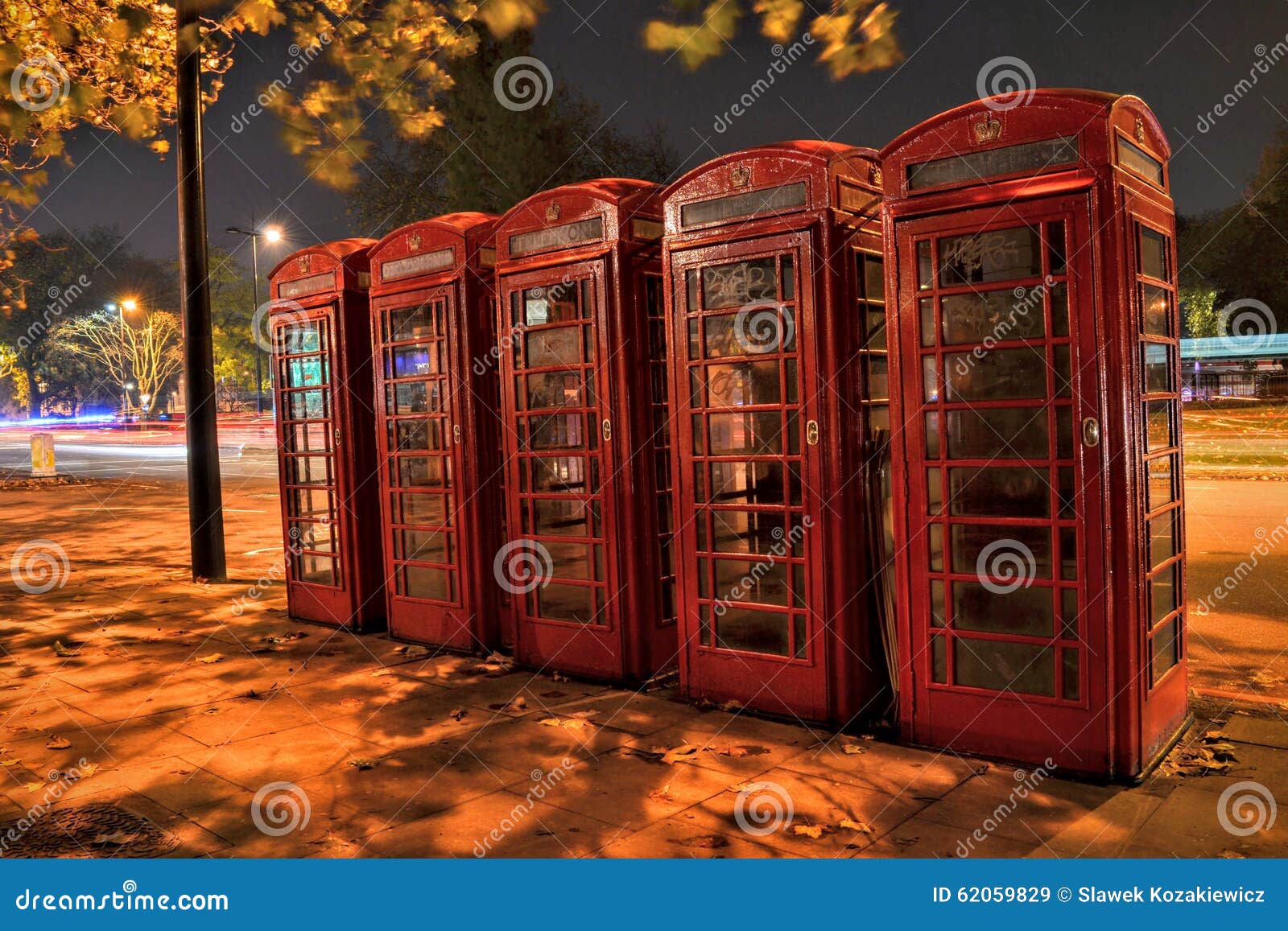 Red Telephone Boxes Night London Stock Image - Image of public, call ...
