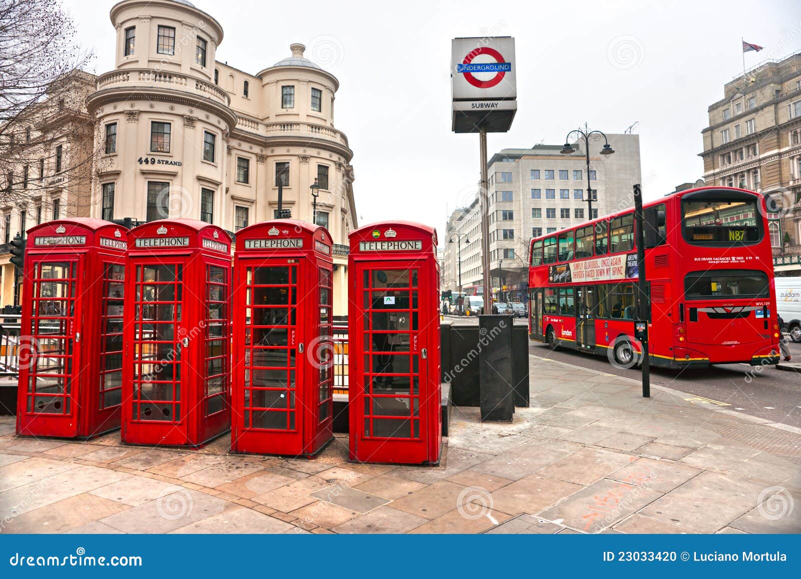 Red Telephone Boxes and Underground Logo, London, Editorial Image ...