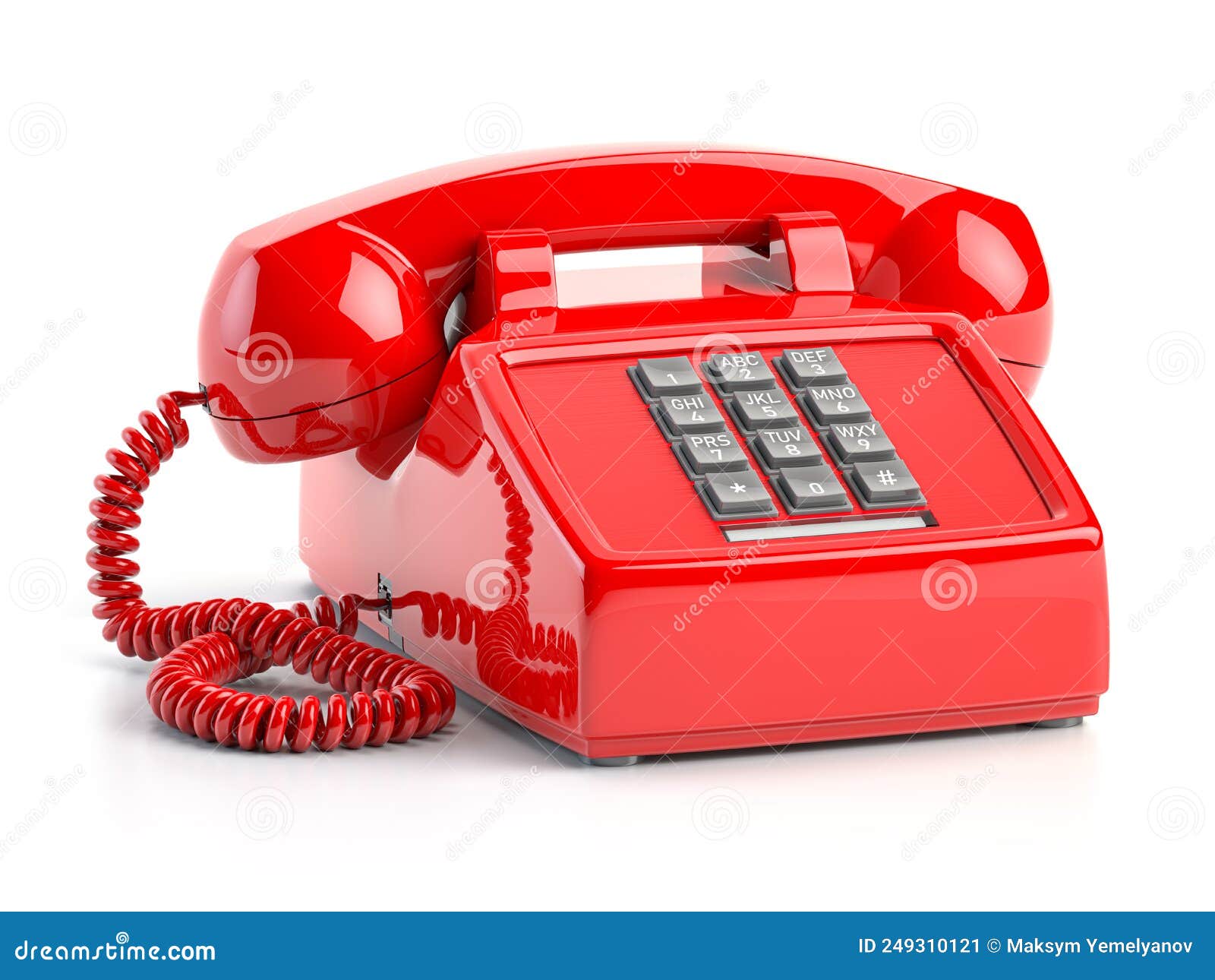 Retro Push Button Telephone With Keypad On Headset. Old 70s, 80s Touch ...