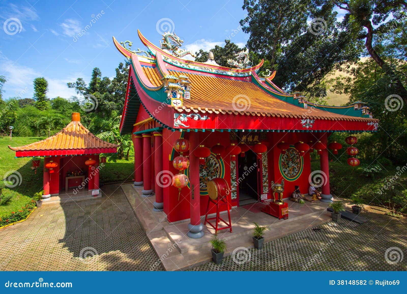 Red Temple stock photo. Image of urban, place, bangkok - 38148582
