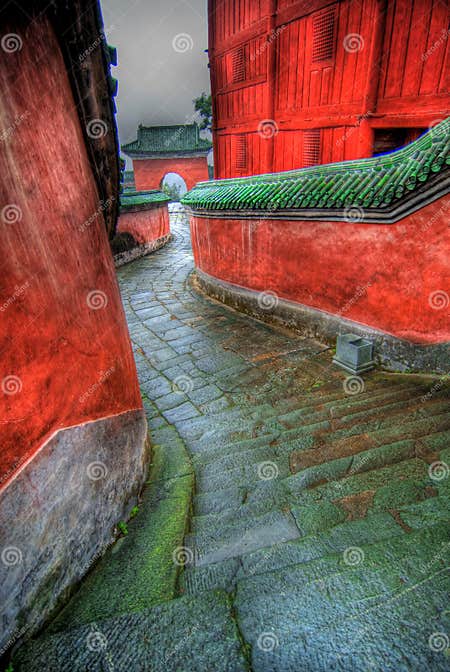 Red Temple stock image. Image of stairs, staircase, chinese - 4513205