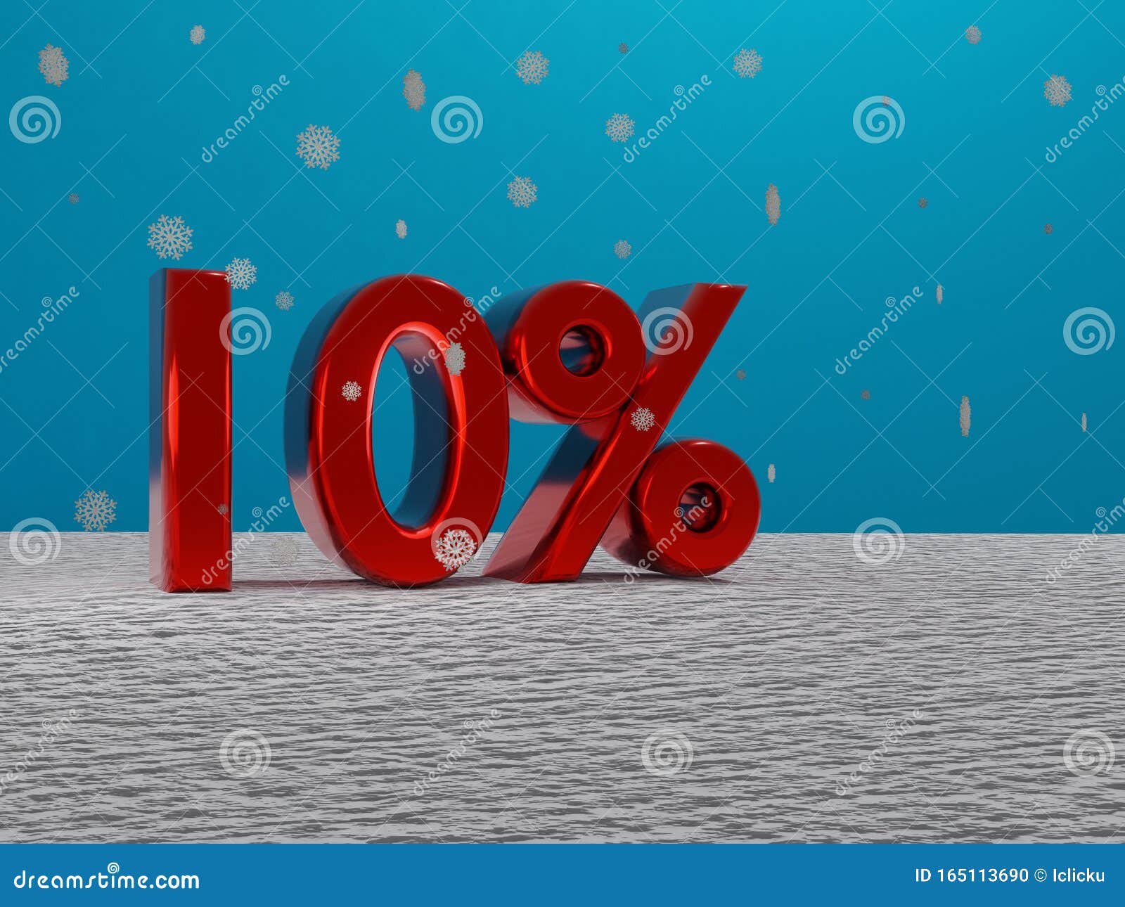 Red 10 Ten Percent Sign in a Winter Setting - 3d Rendering Stock ...