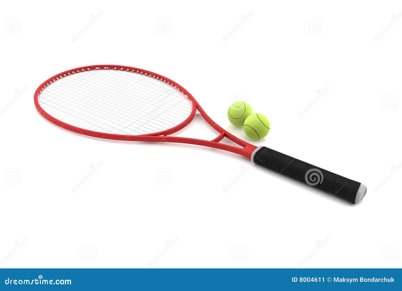 Red Tennis Racket with Two Balls Isolated on White Stock Illustration ...
