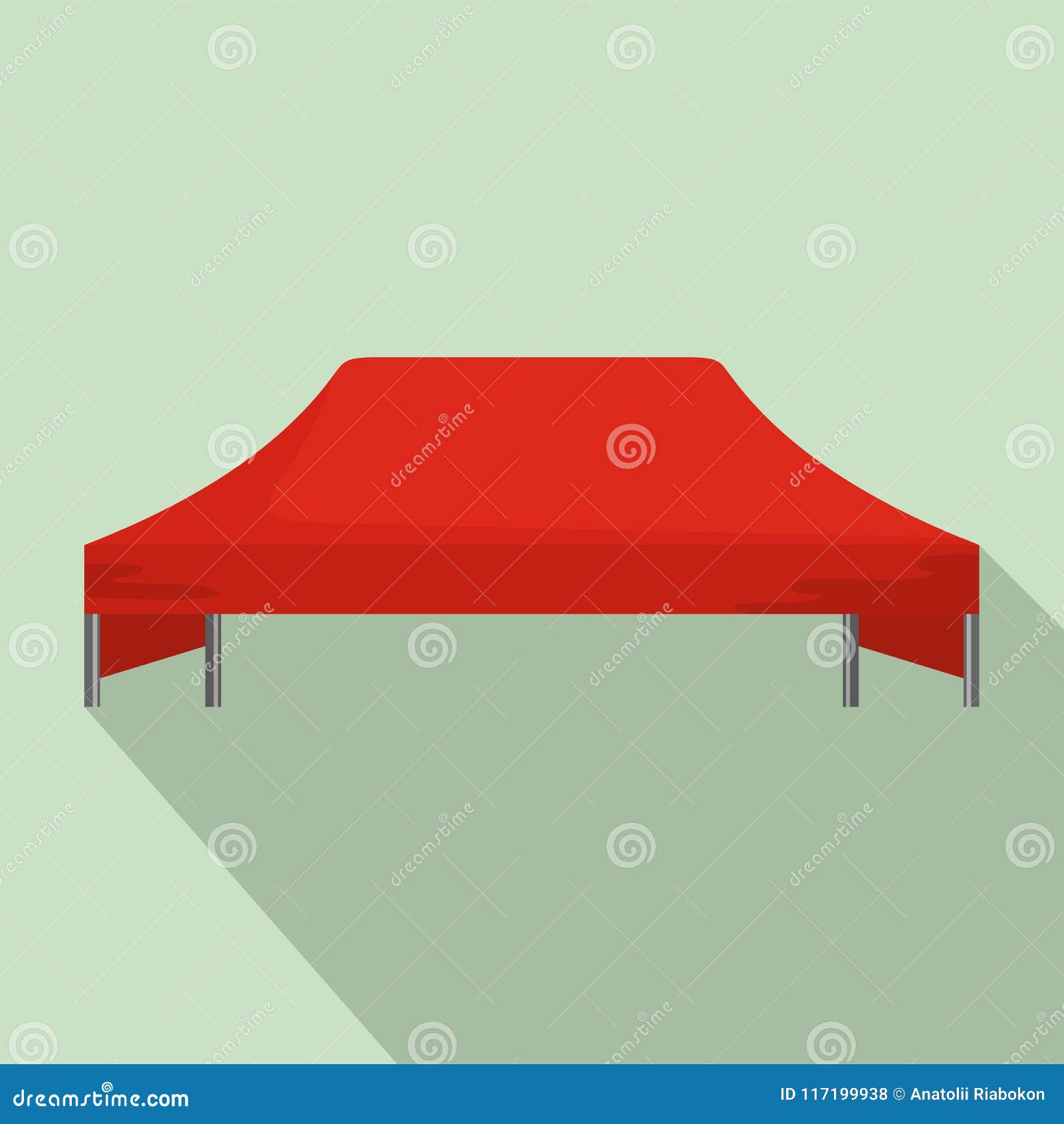 Red tent icon, flat style stock vector. Illustration of camping - 117199938