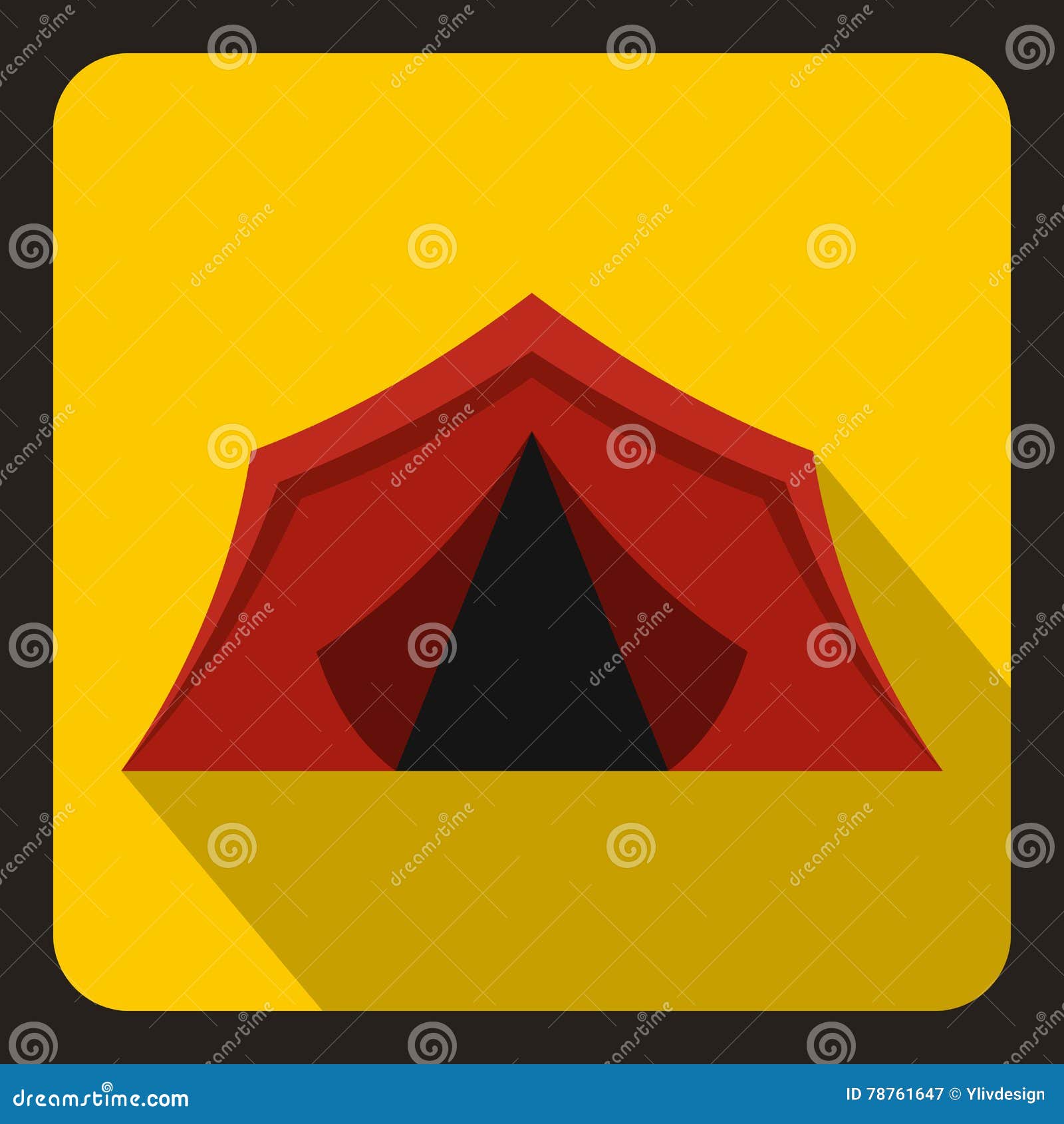Red tent icon, flat style stock vector. Illustration of shadow - 78761647