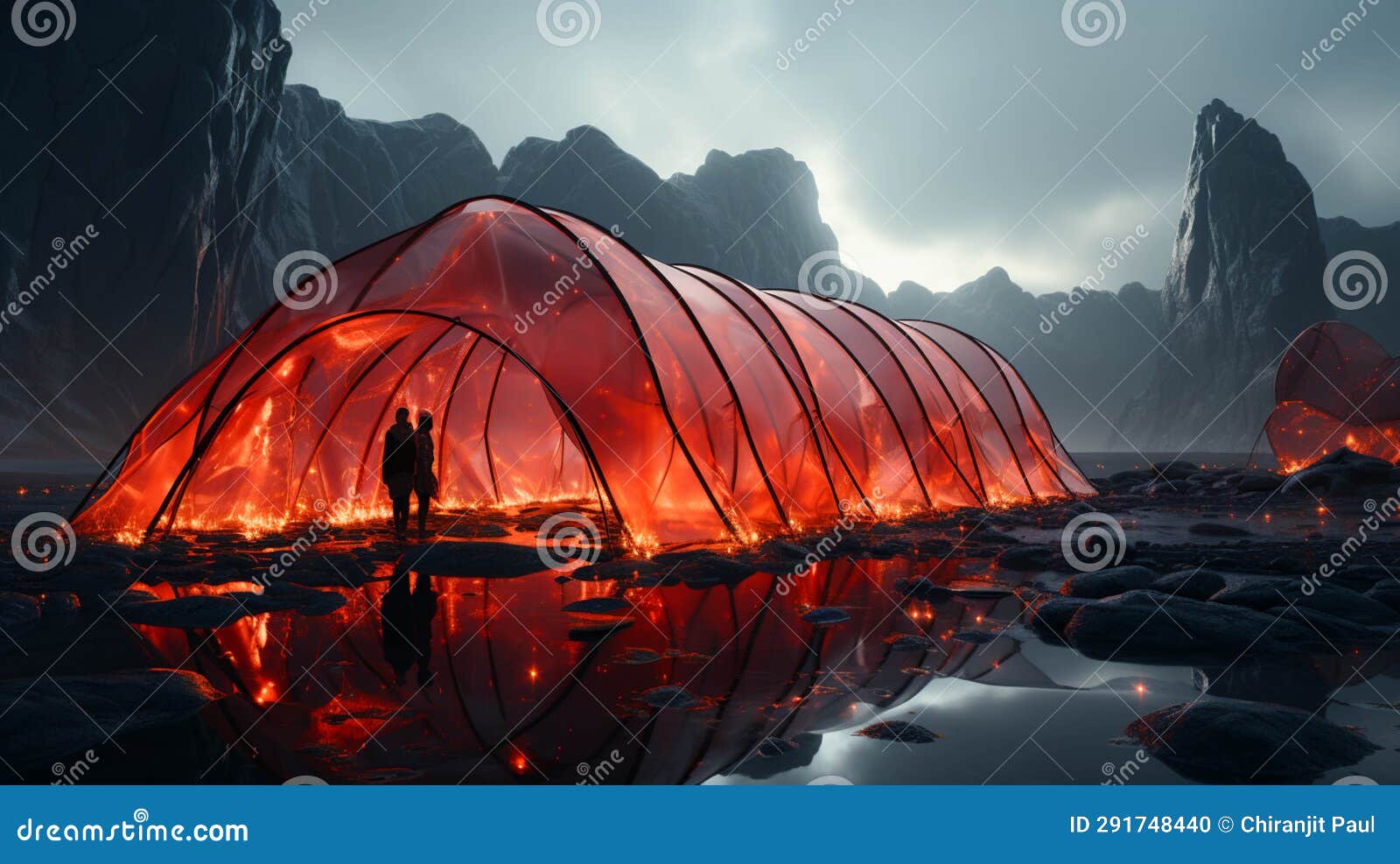 Red Tents Mountain of National Park Stock Photo - Image of national ...