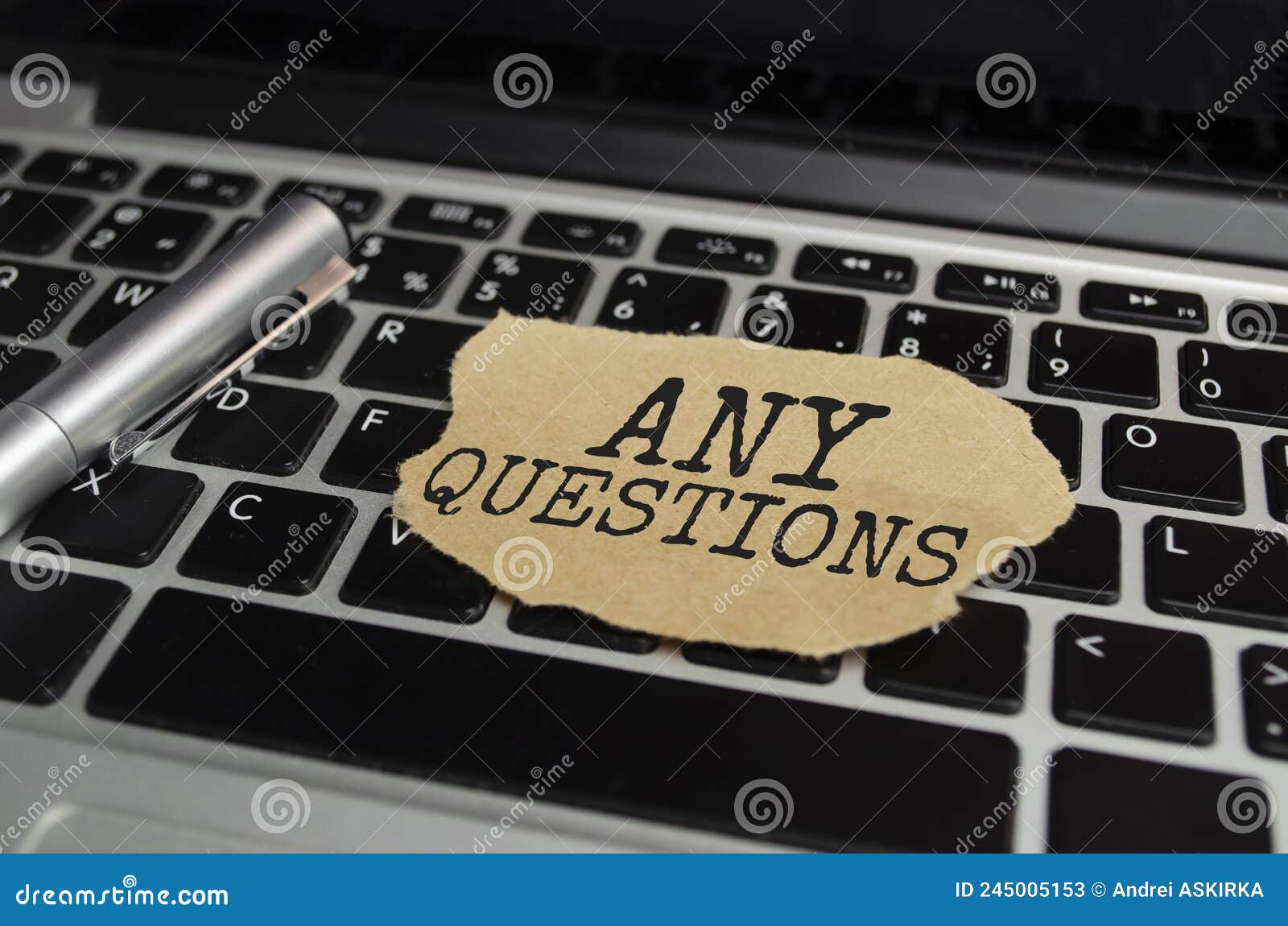 Red Text Any Questions and Paper Question Mark with White Background ...