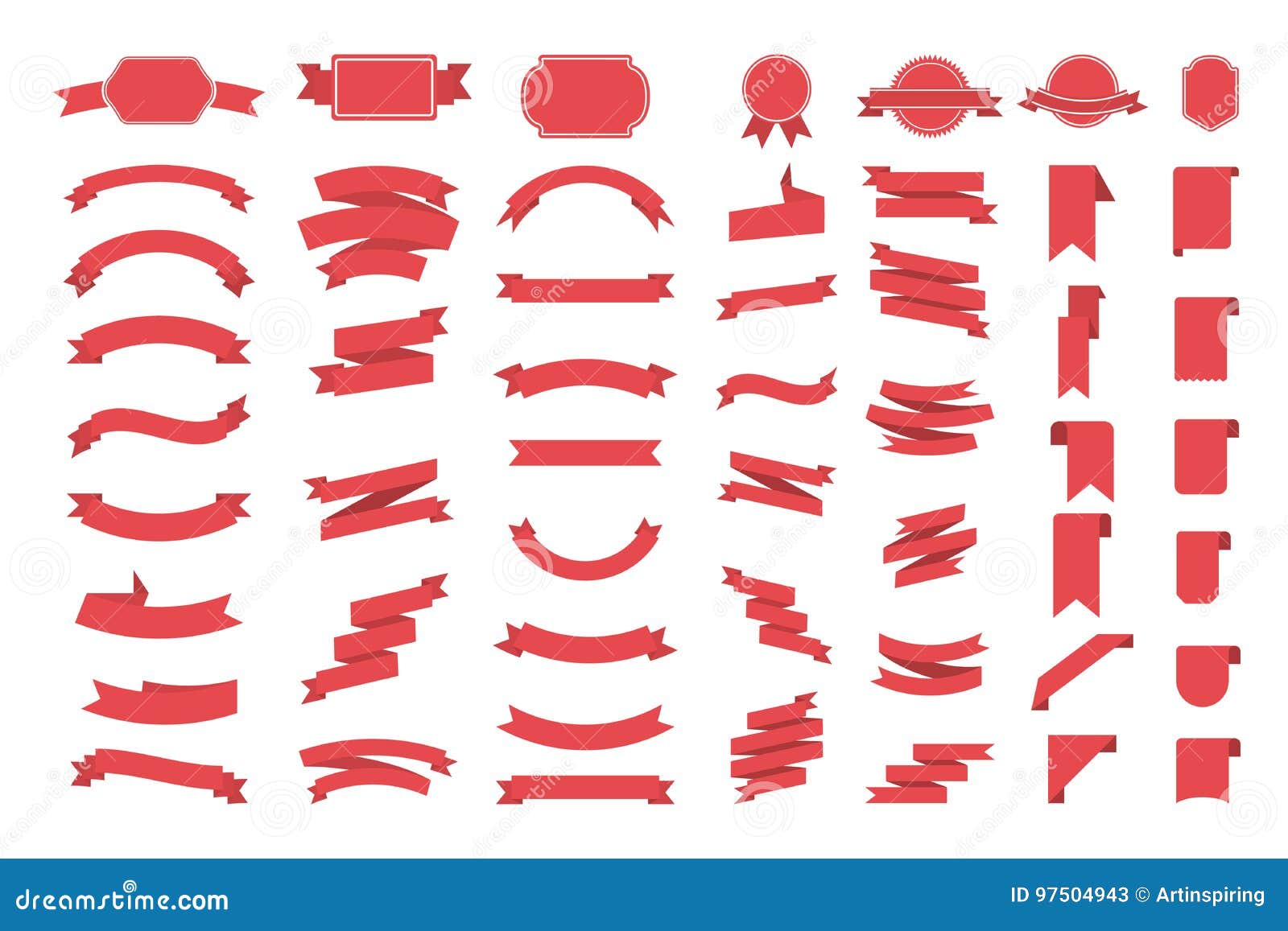 Red text ribbons. stock vector. Illustration of ribbon - 97504943