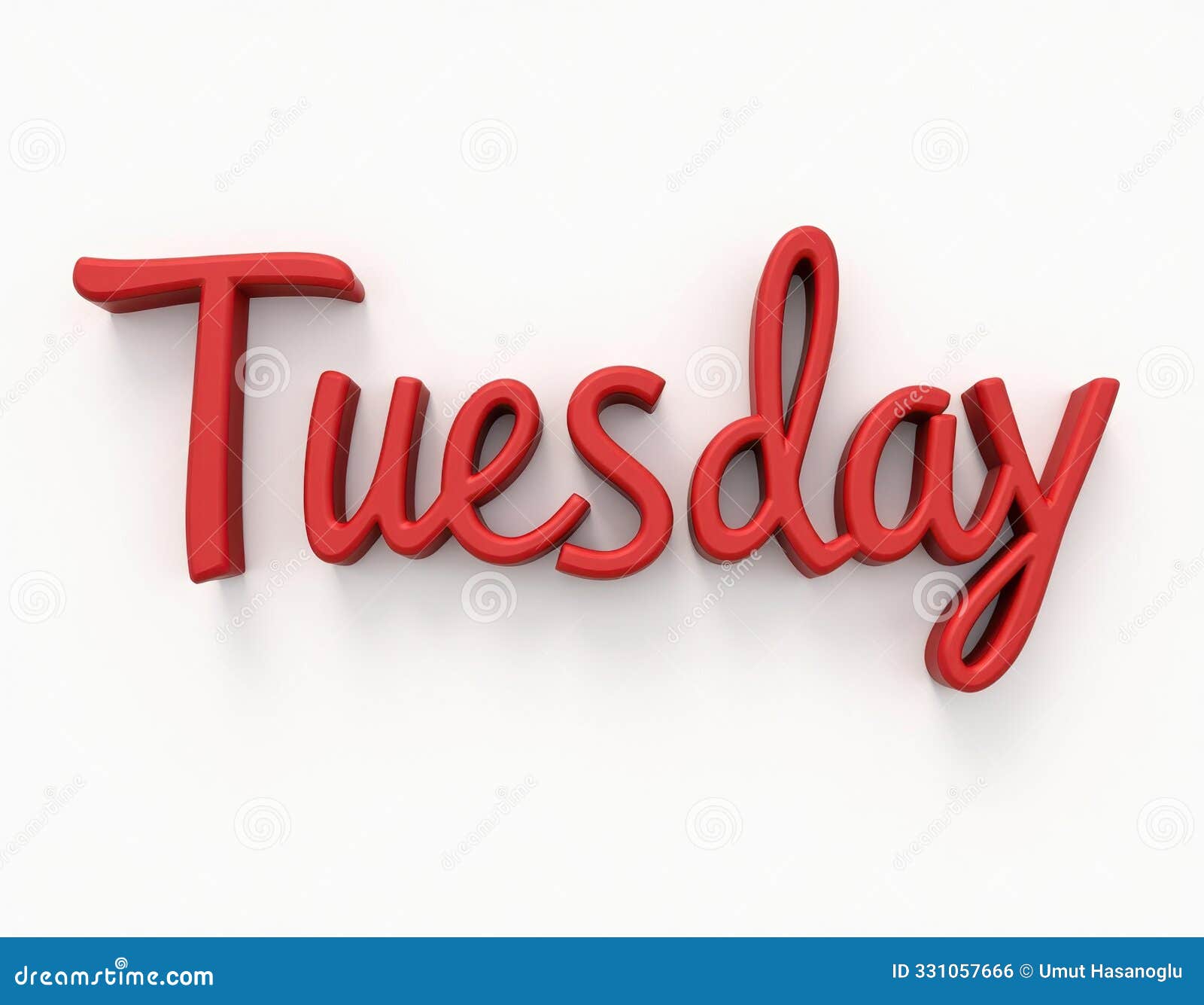 Red Text Spelling Tuesday on a Clean White Background. Stock ...
