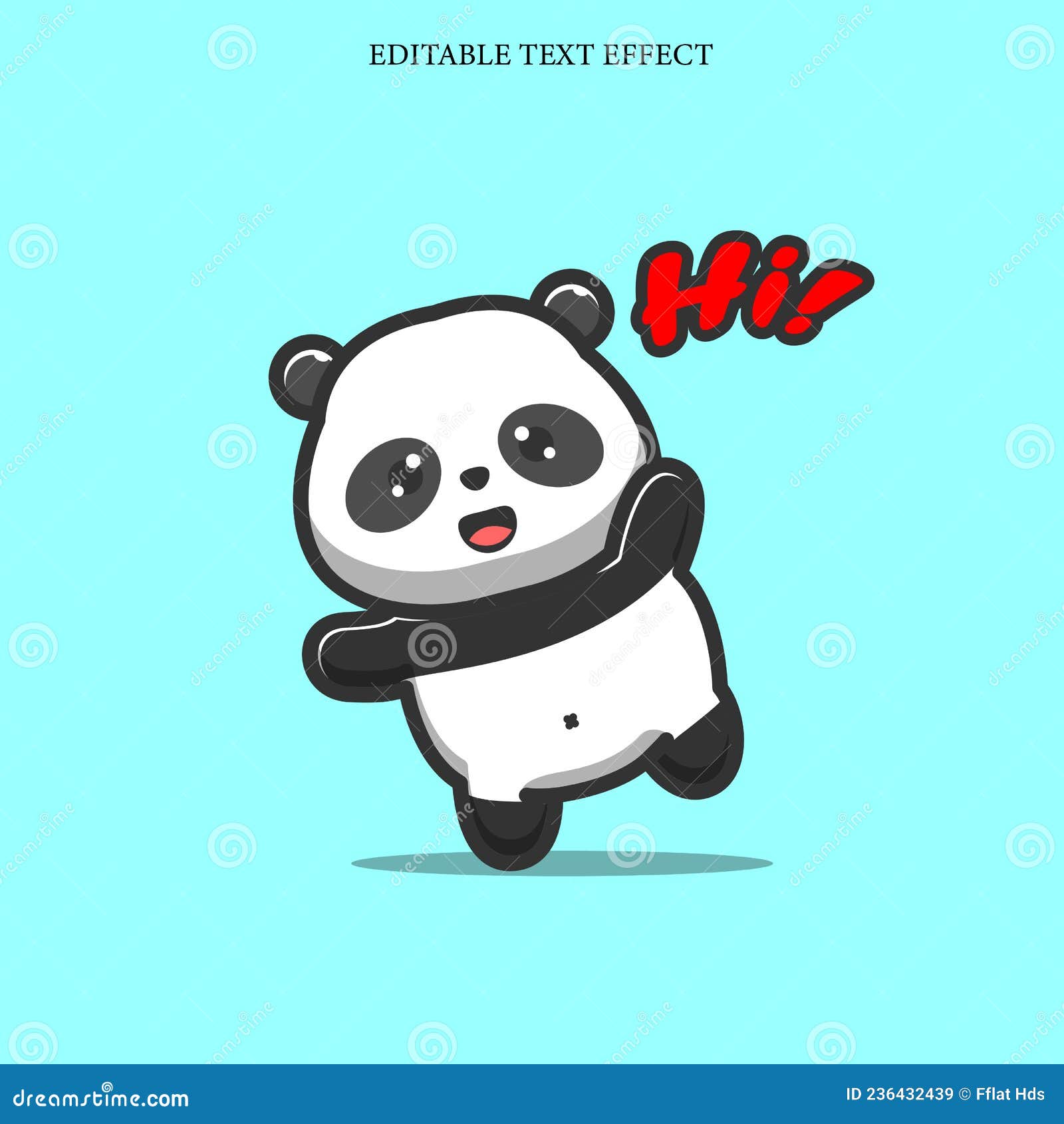 Red Text Style Effect with Panda Say Hi Stock Vector - Illustration of ...
