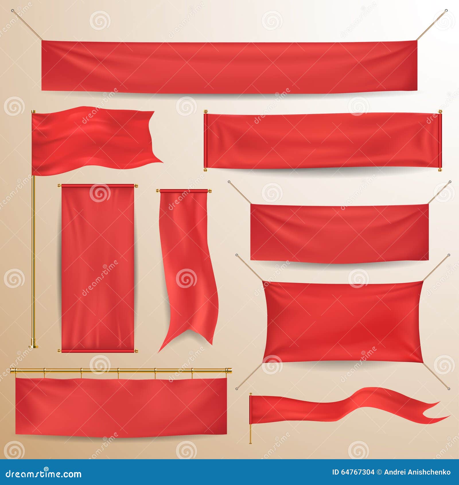 Red Textile Banners and Flags Stock Vector - Illustration of collection ...