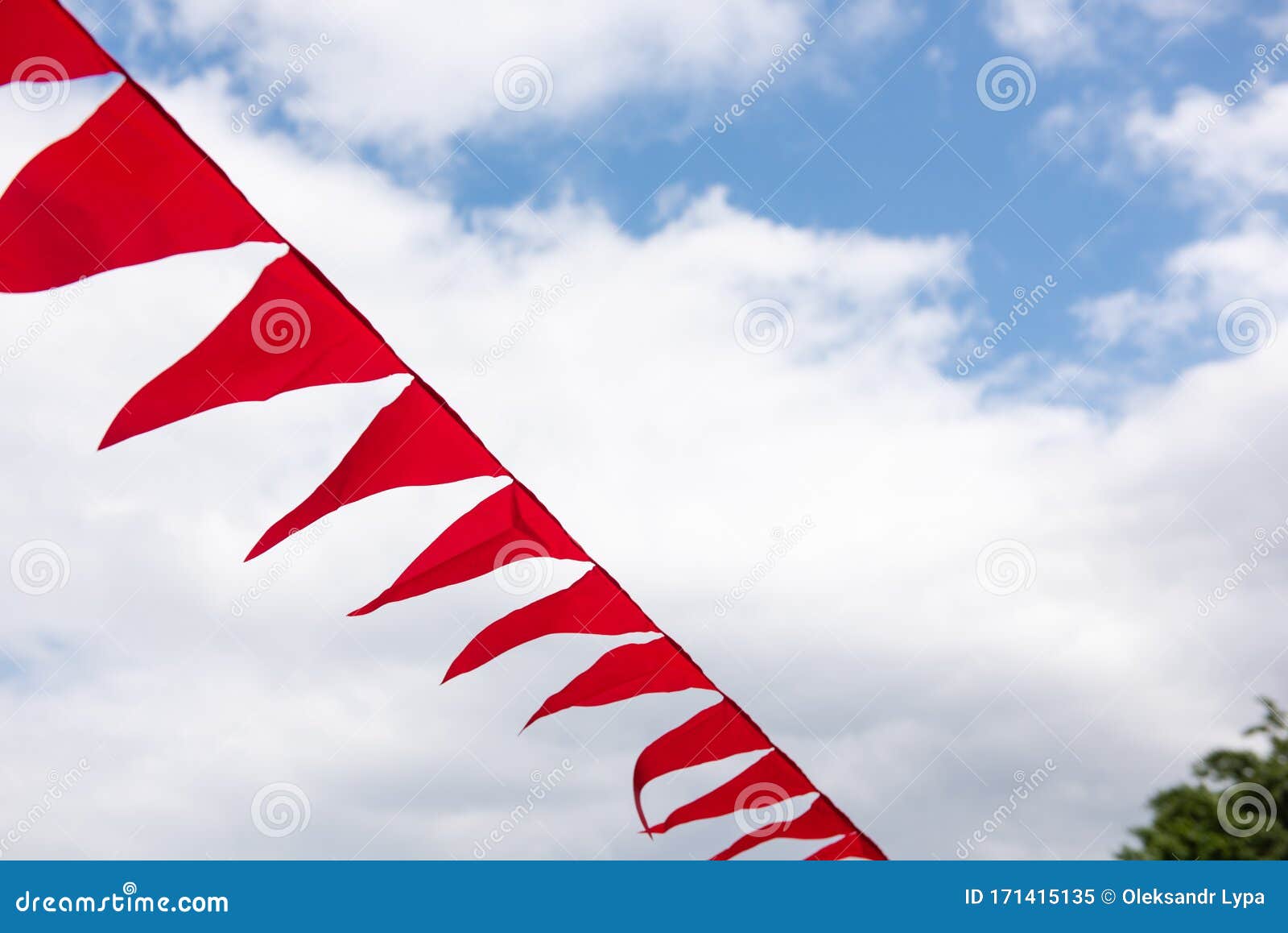 Red Textile Flags Decoration Line Hanging Up Stock Image - Image of ...