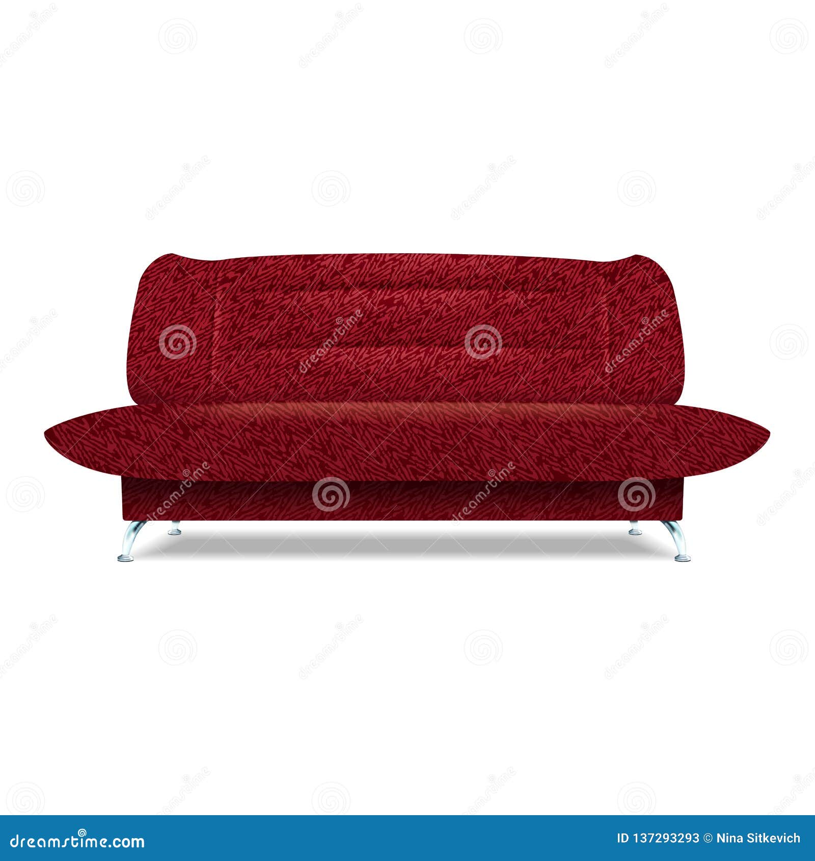 Red Textile Sofa Icon, Realistic Style Stock Vector - Illustration of ...