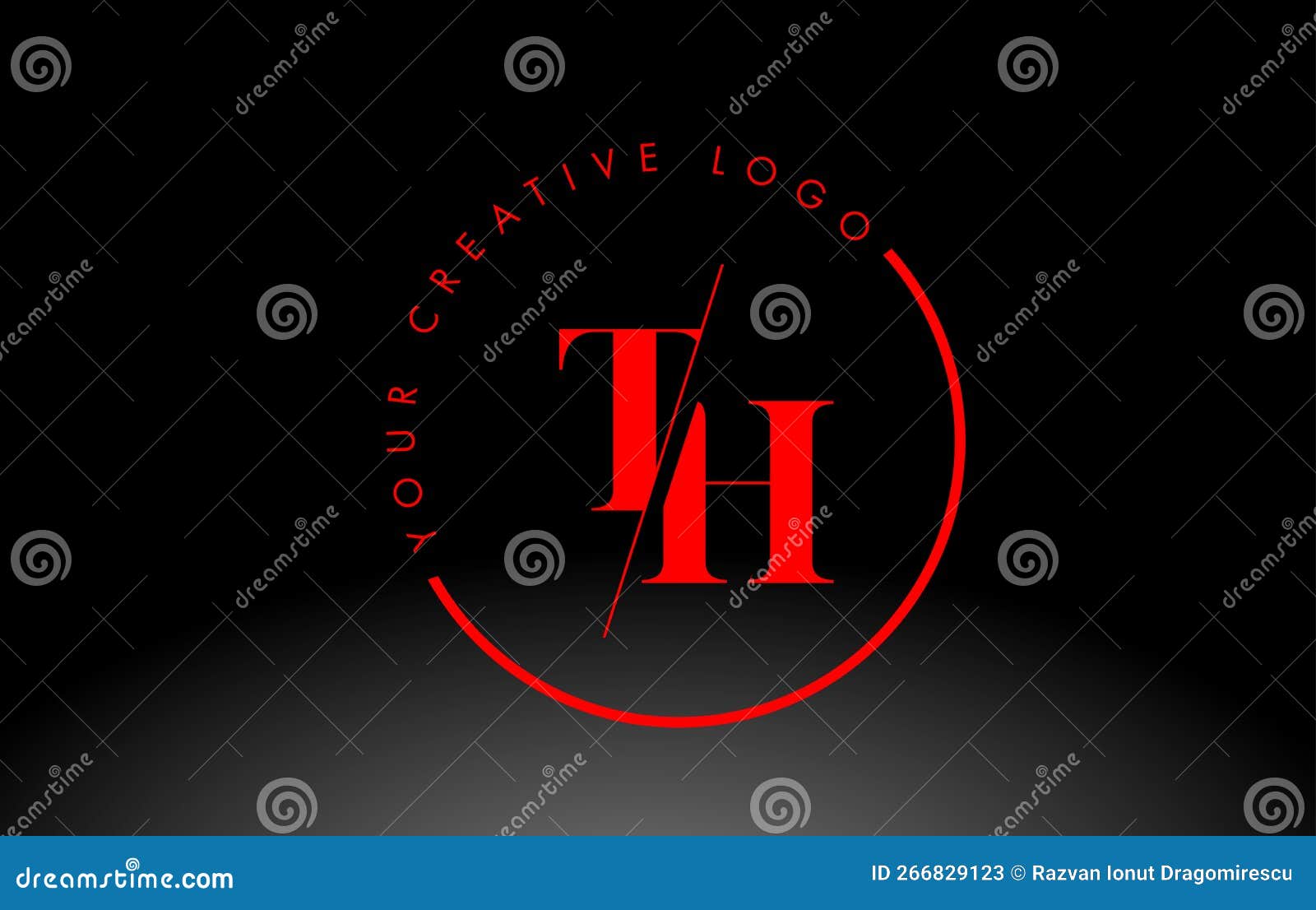 Red TH Serif Letter Logo Design with Creative Intersected Cut Stock ...